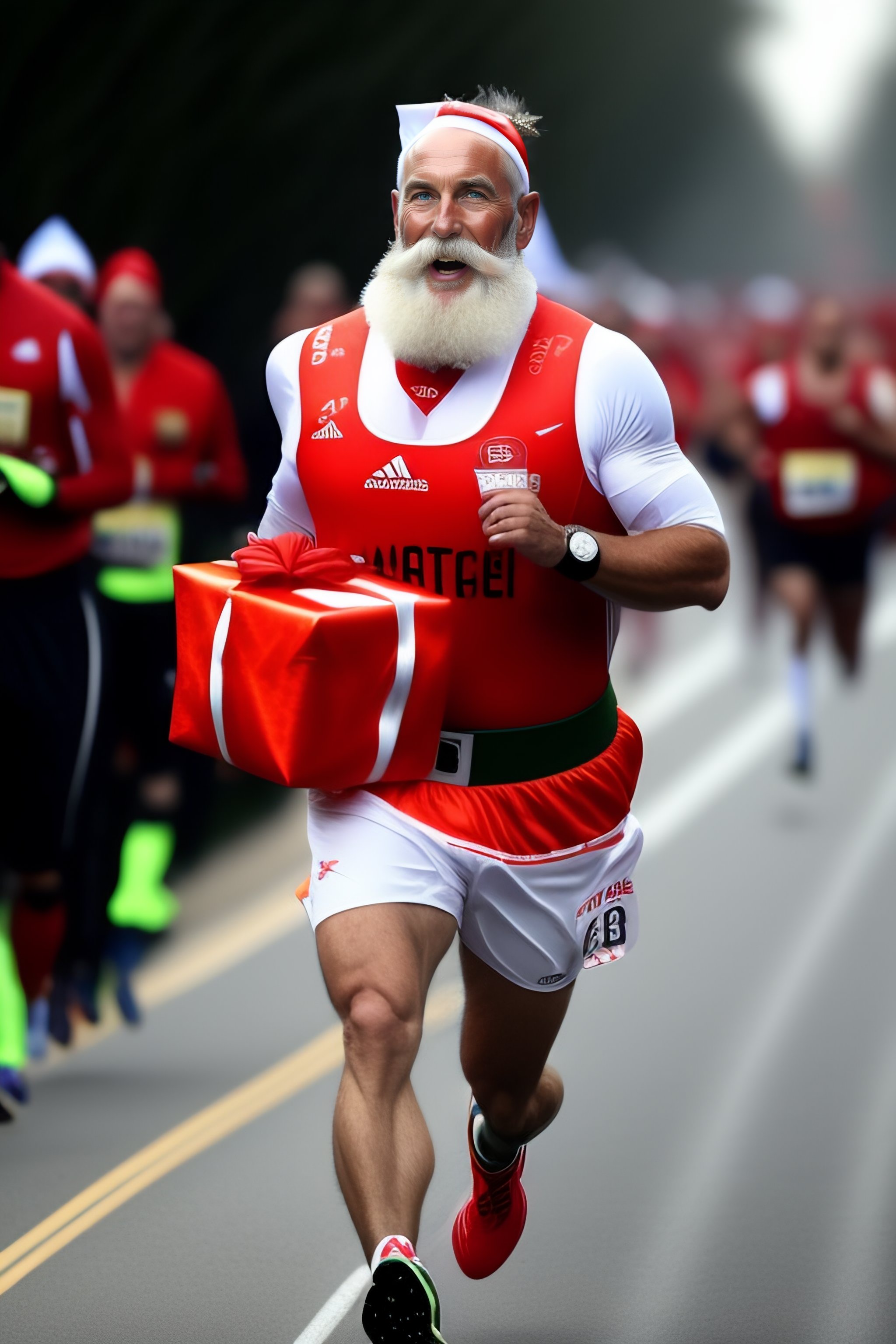 Lexica - Leigh slatcher as Santa with grey stubble no hat in a die hard ...