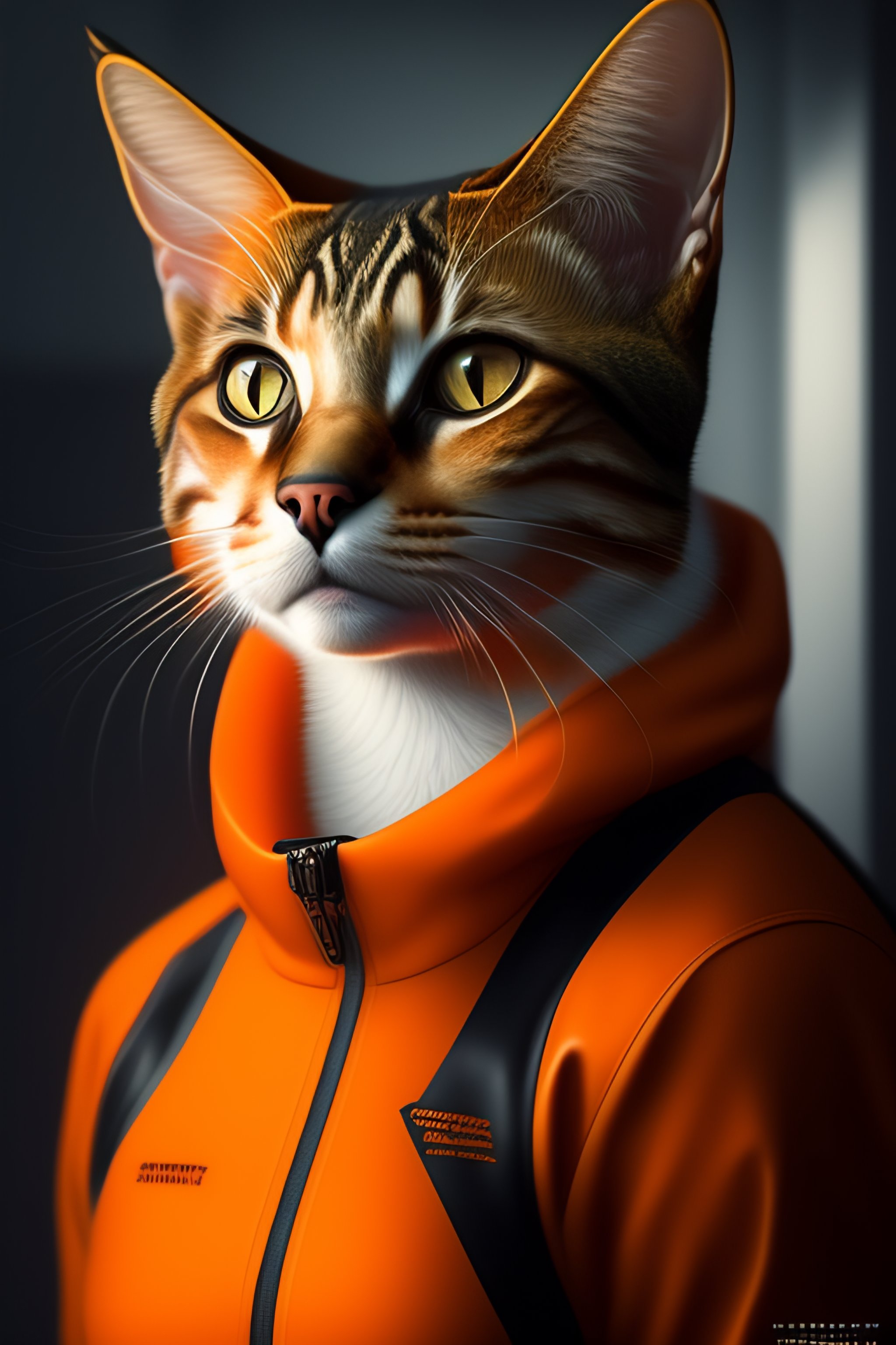 Lexica - Mugshot of a Tabby Cat wearing orange prison inmate jumpsuit ...