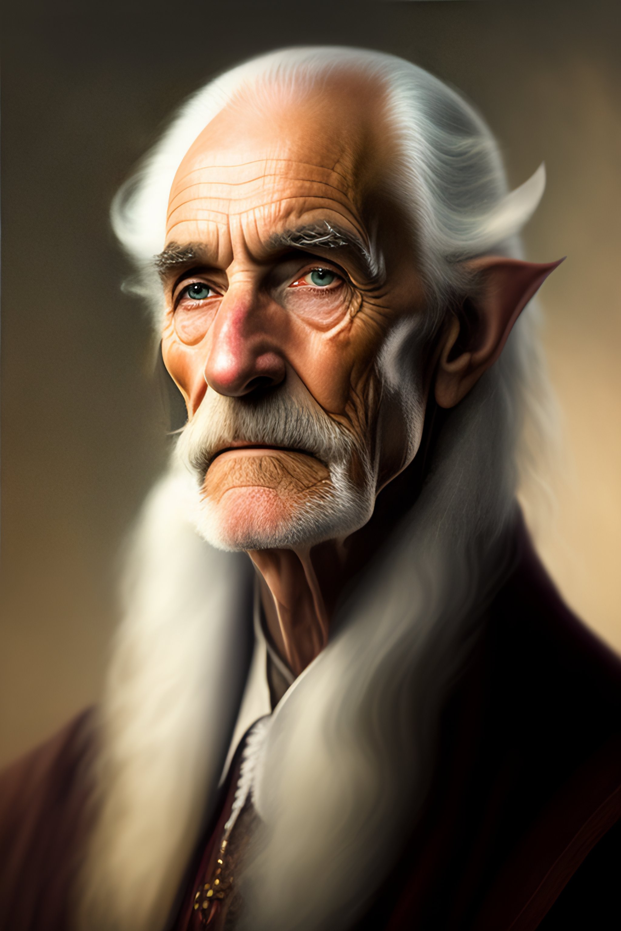 Lexica - Old aged half man half woman elf portrait
