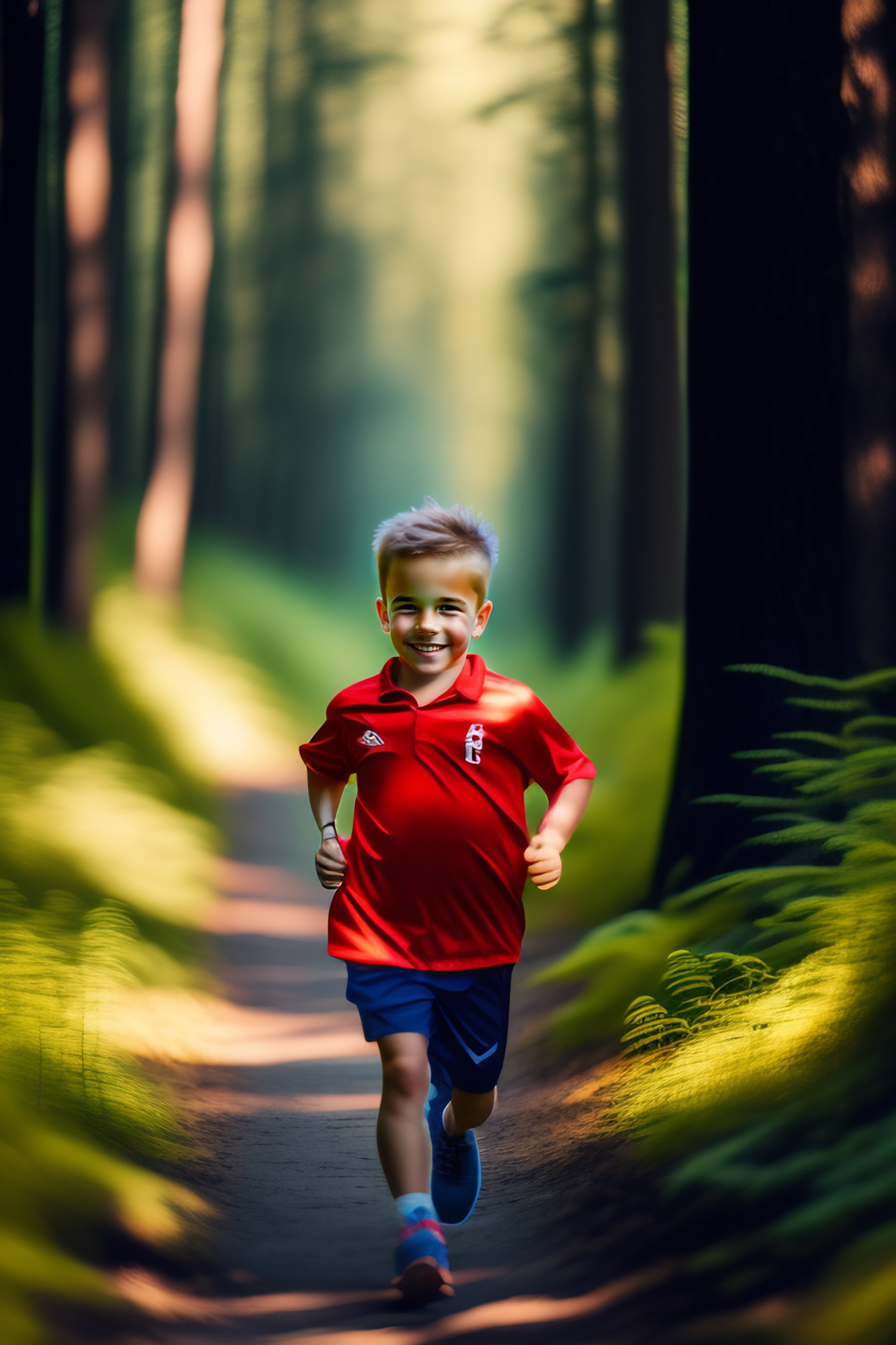 Lexica - Portrait of a boy running in woods