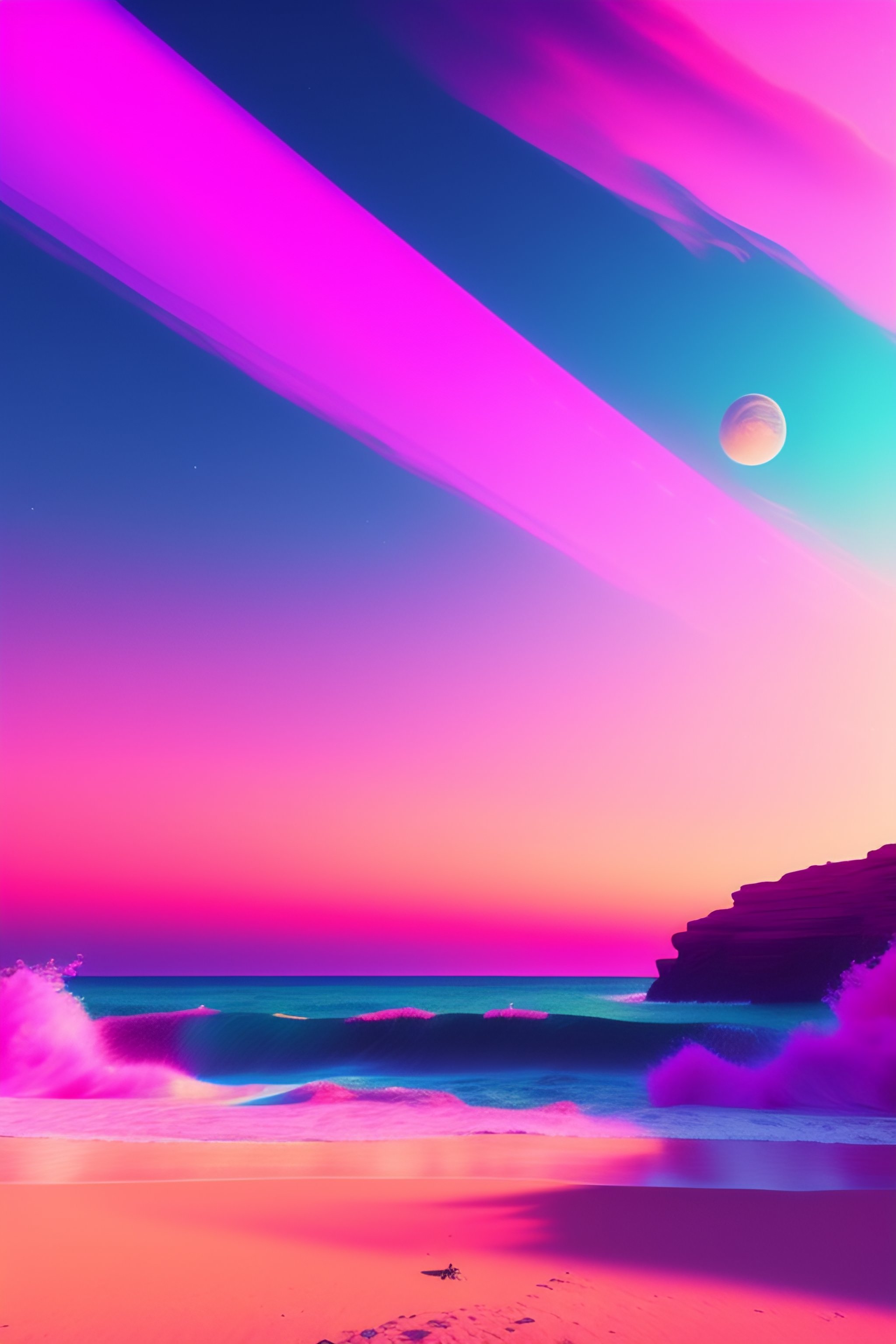 Lexica - Beautiful beach horizon view of the tropical pink ocean on an ...