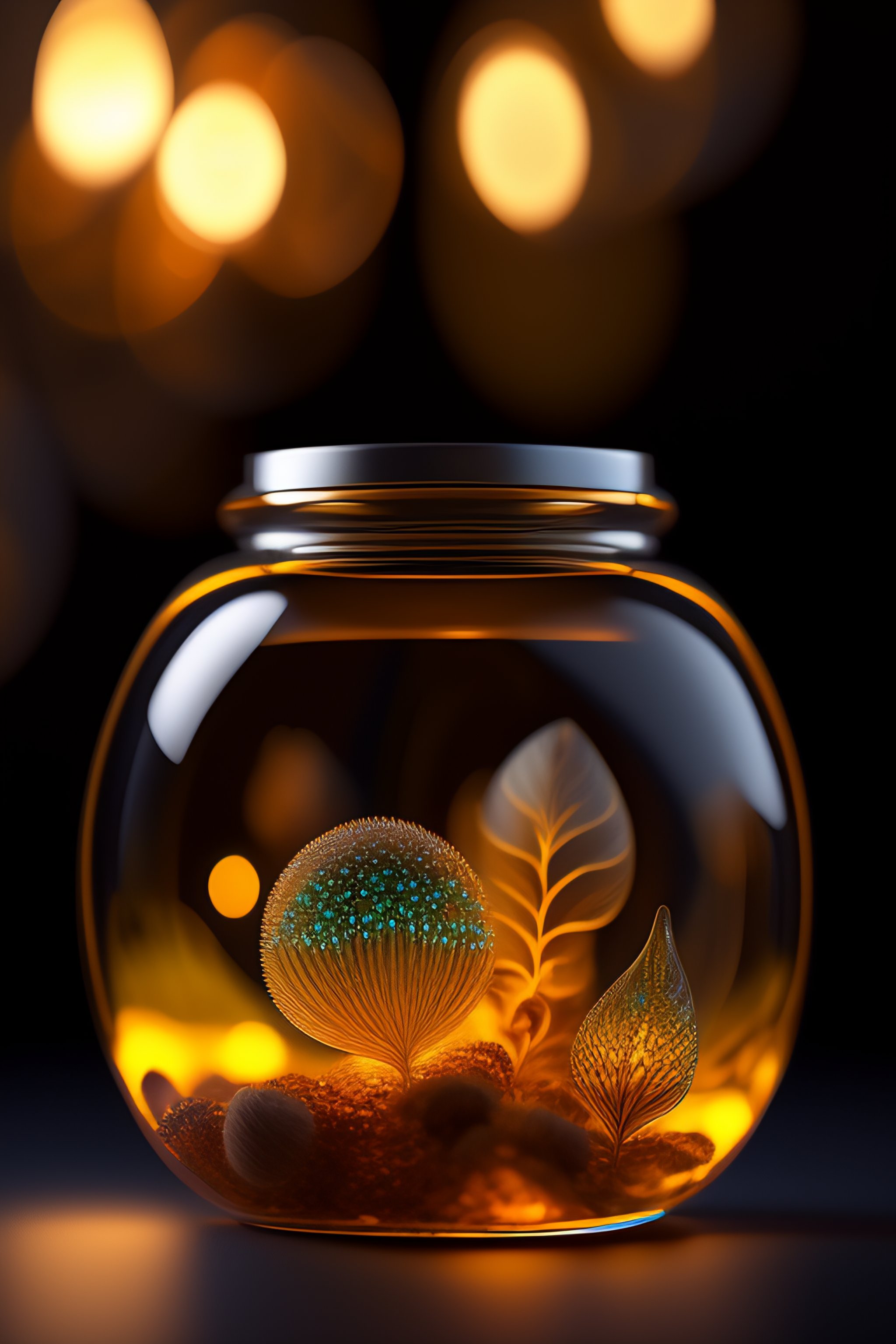 Lexica - Collection of tiny creatures in jars, warm tones ...