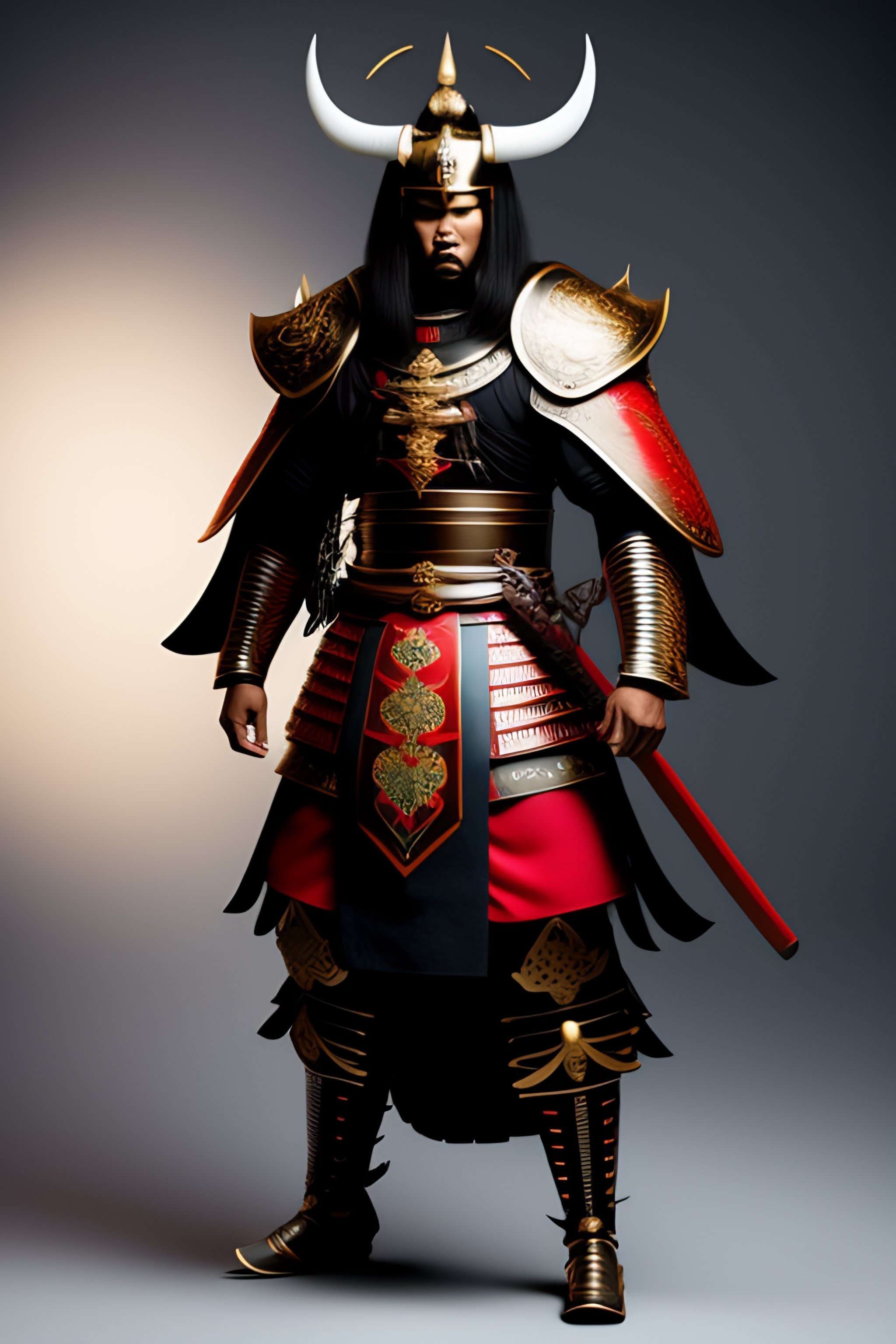 Lexica - Full body shot of a samurai wearing authentic historical armor ...