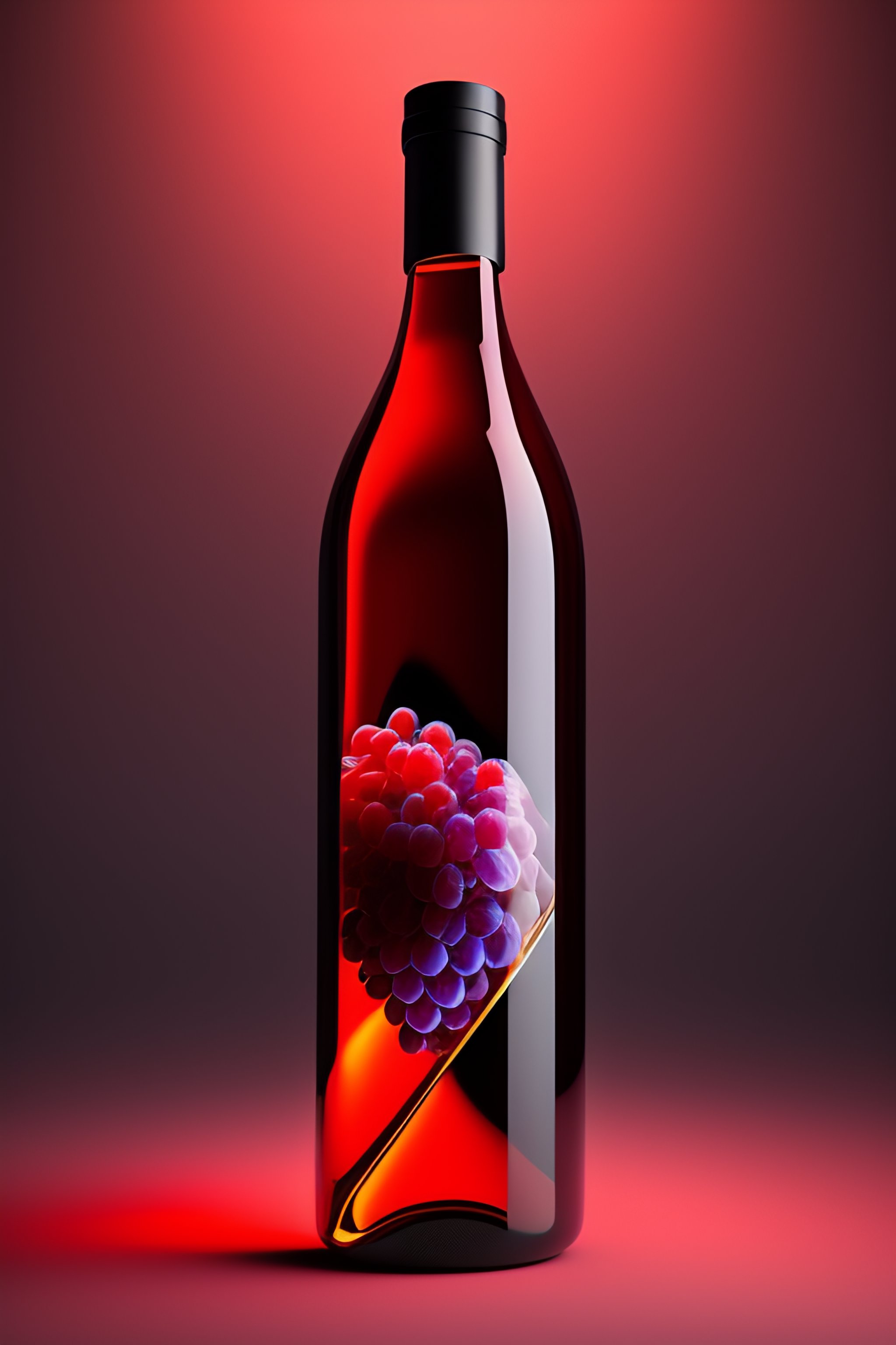 Lexica - Red wine bottle futuristic, grapes dystopian