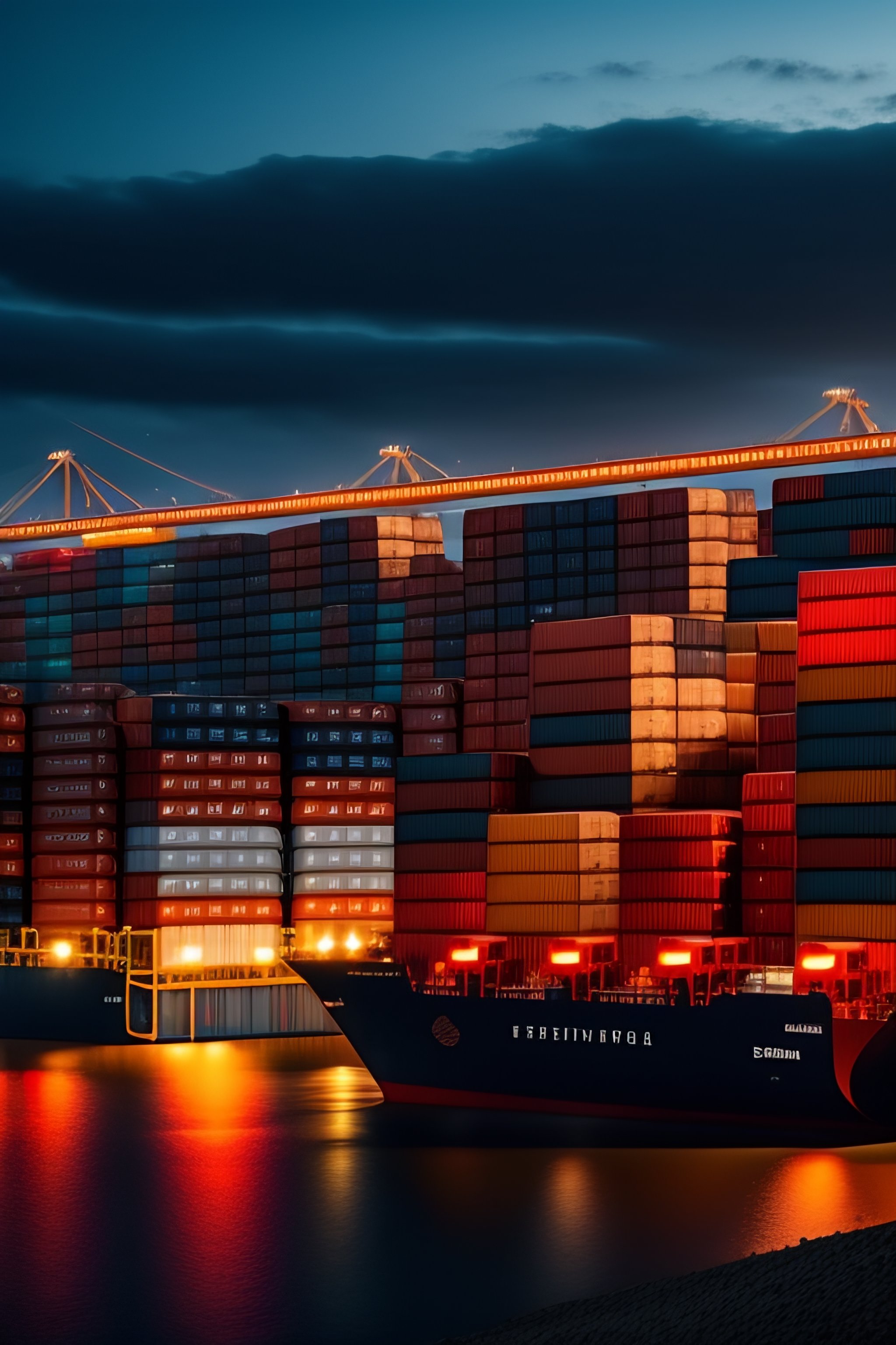 Lexica - Dark port containers and many people