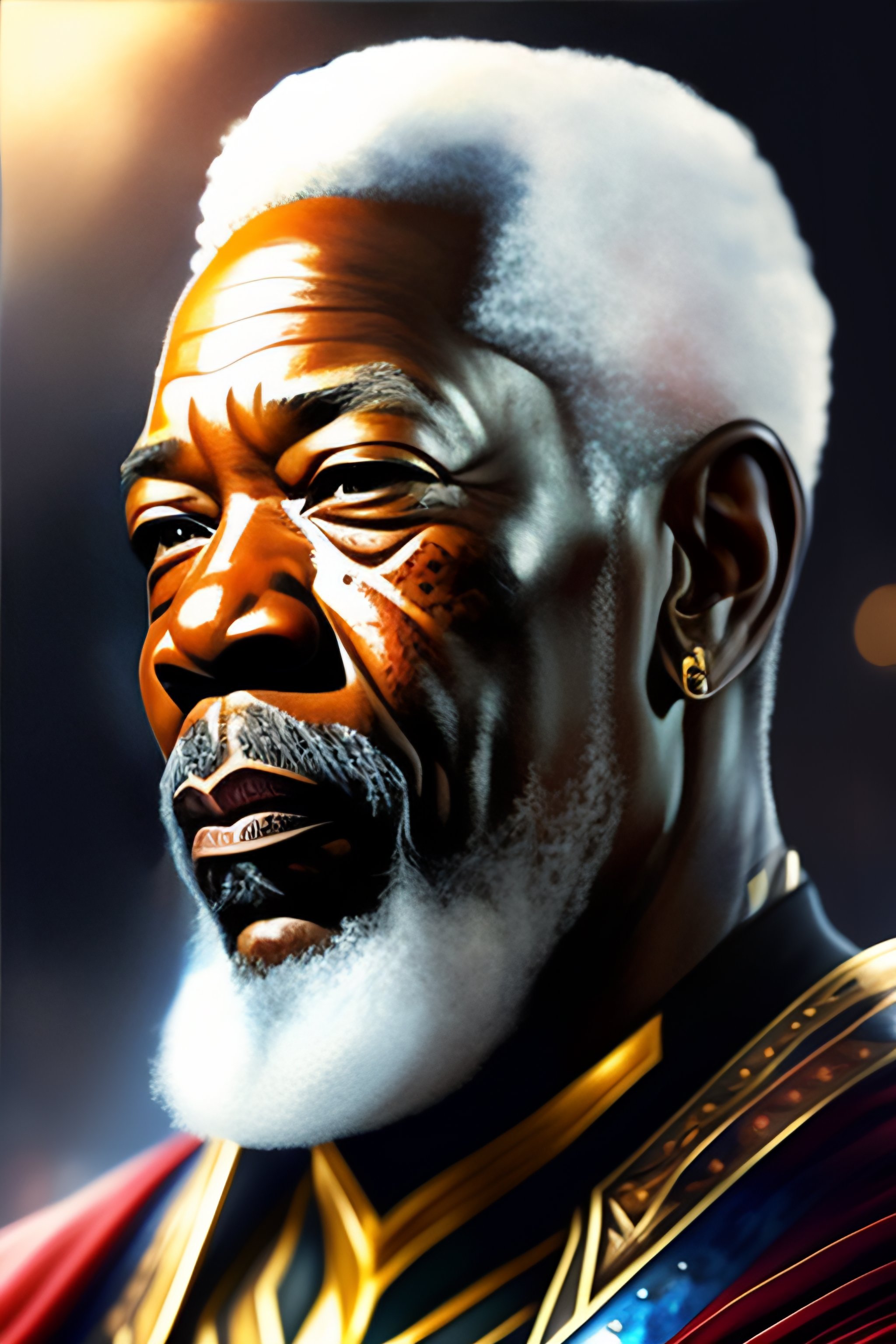 Lexica - Morgan Freeman as thor, realistic portrait, symmetrical ...