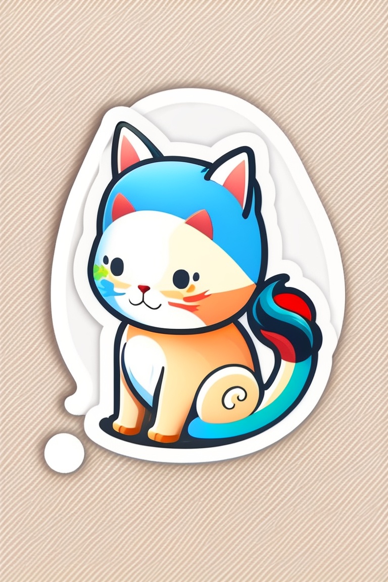 Lexica - Sticker, cat playing games, white background, kawaii