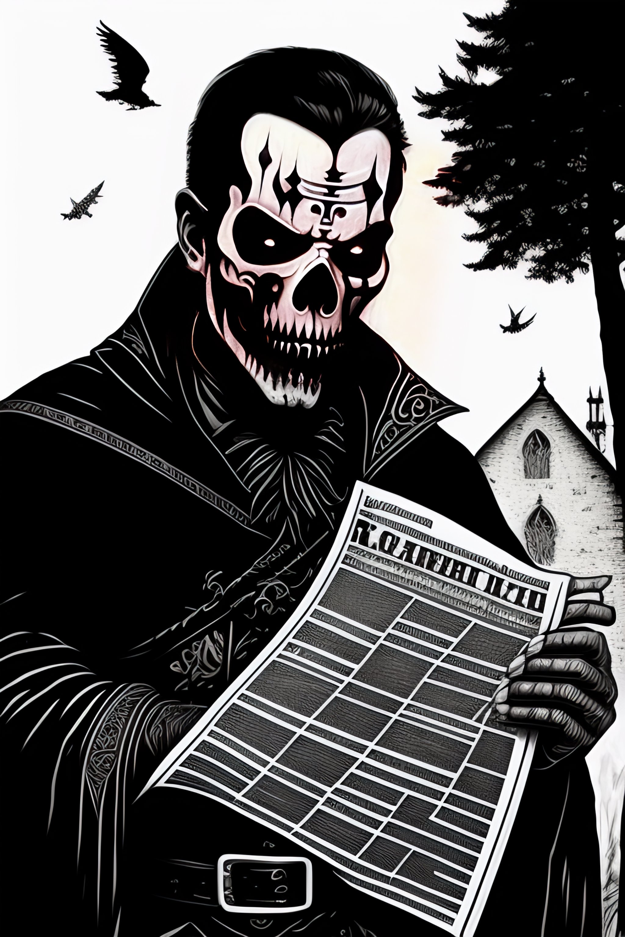 Lexica - Zombie, fantasy, black and white, line illustration, intricate ...