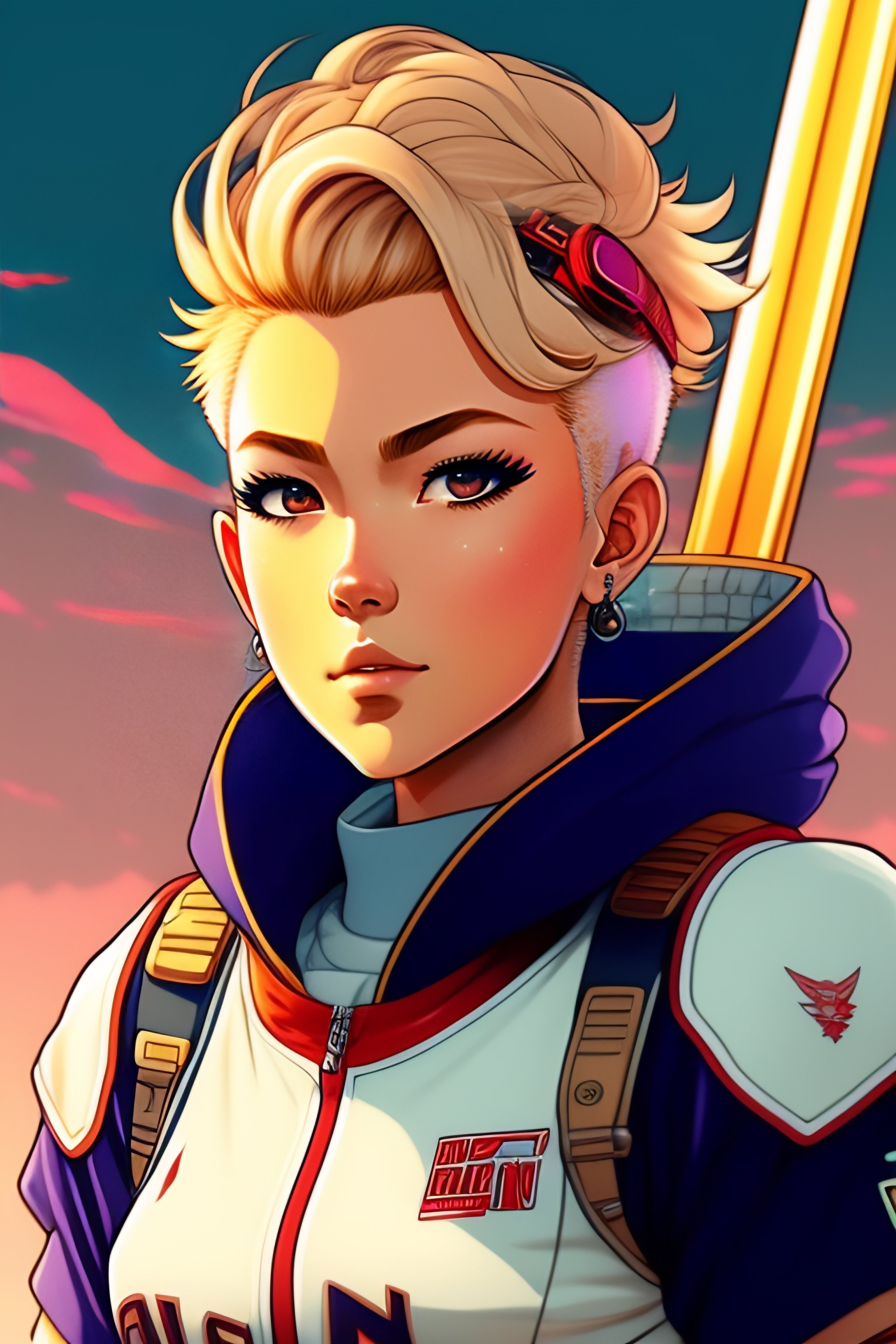 Lexica - A baseball player with short ruffled blonde hair and bionic ...