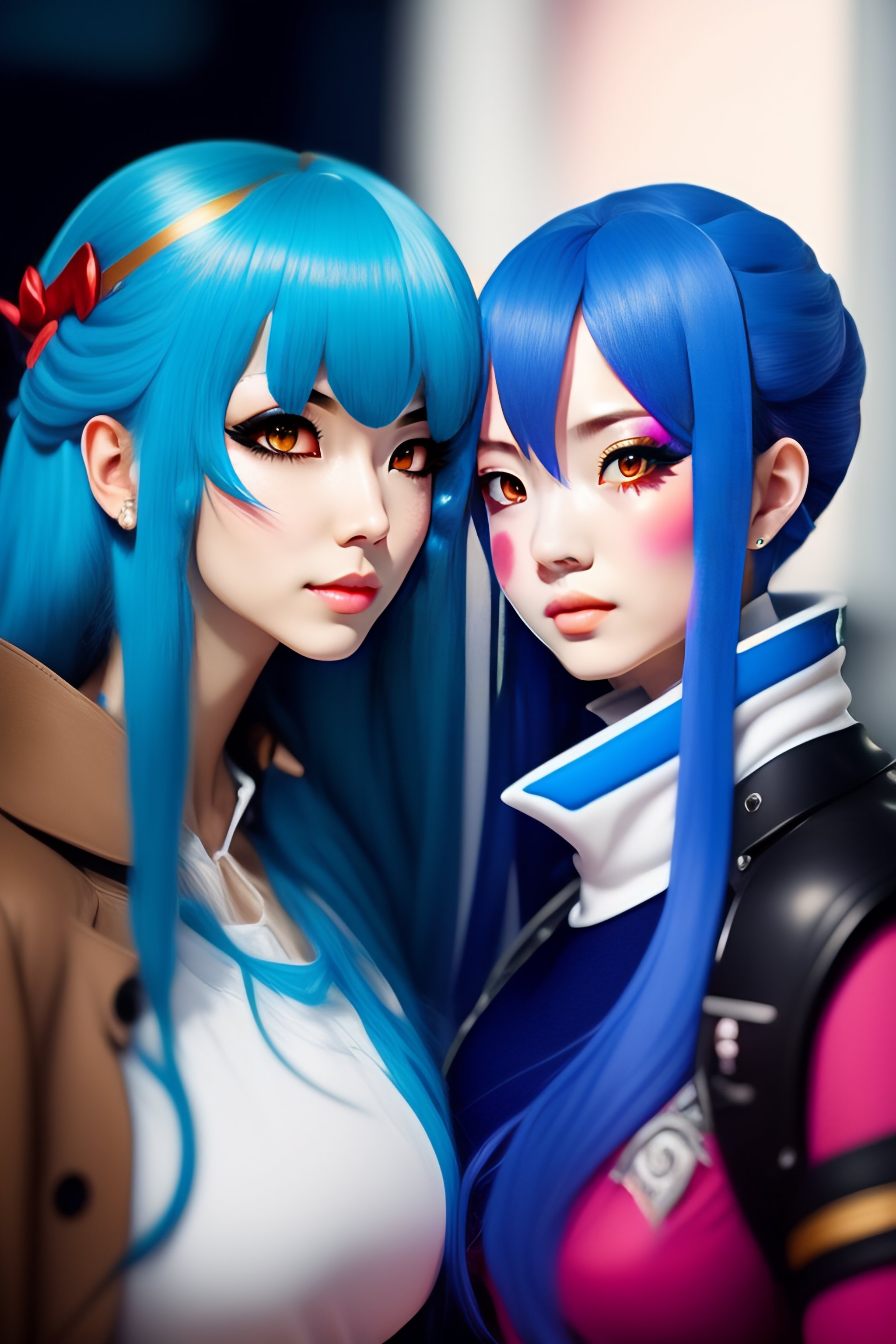 Lexica - Fight of two blue haired female anime characters