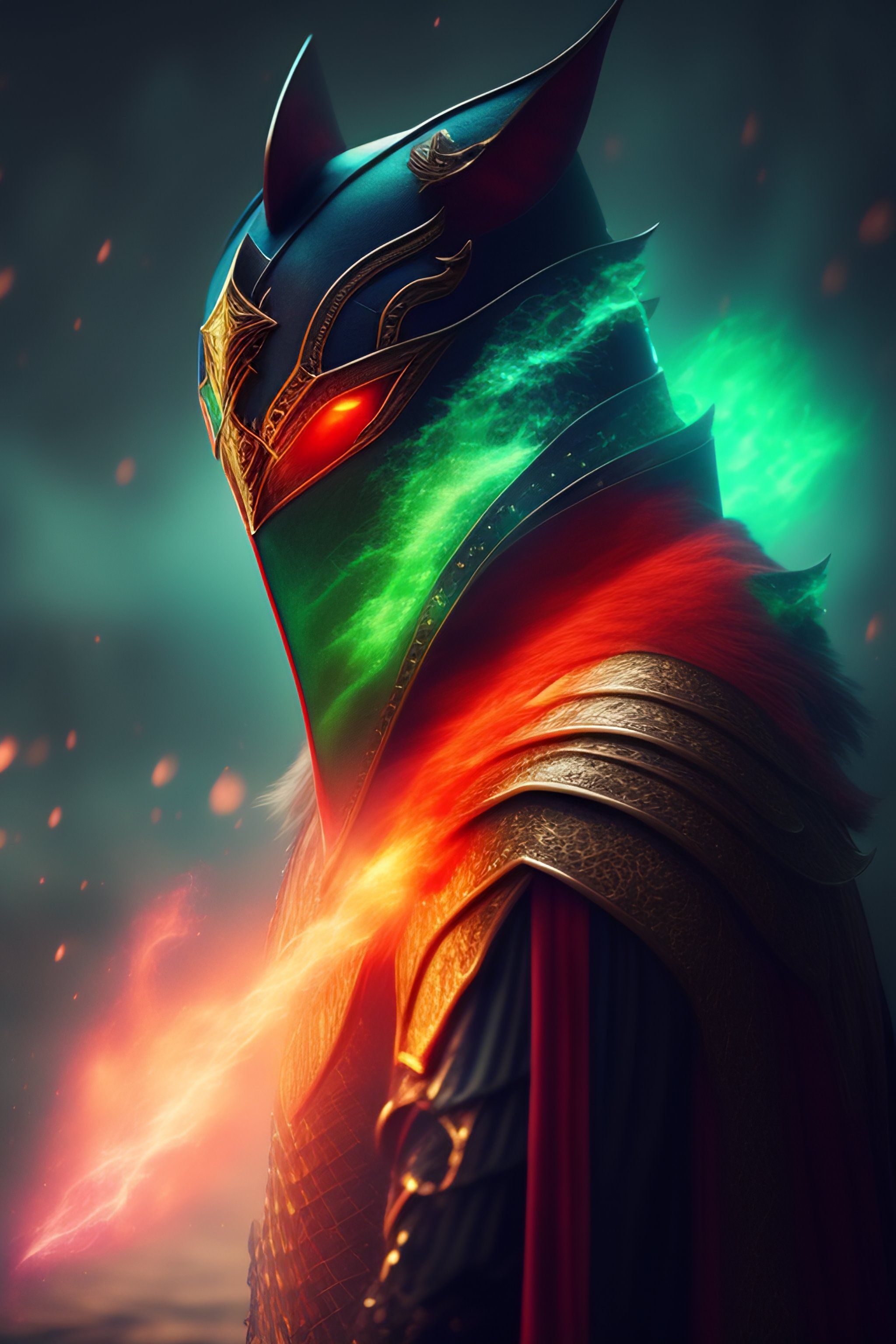 Lexica - Mysterious ,strange mask, wizard ,runes on clothing, dragon ...