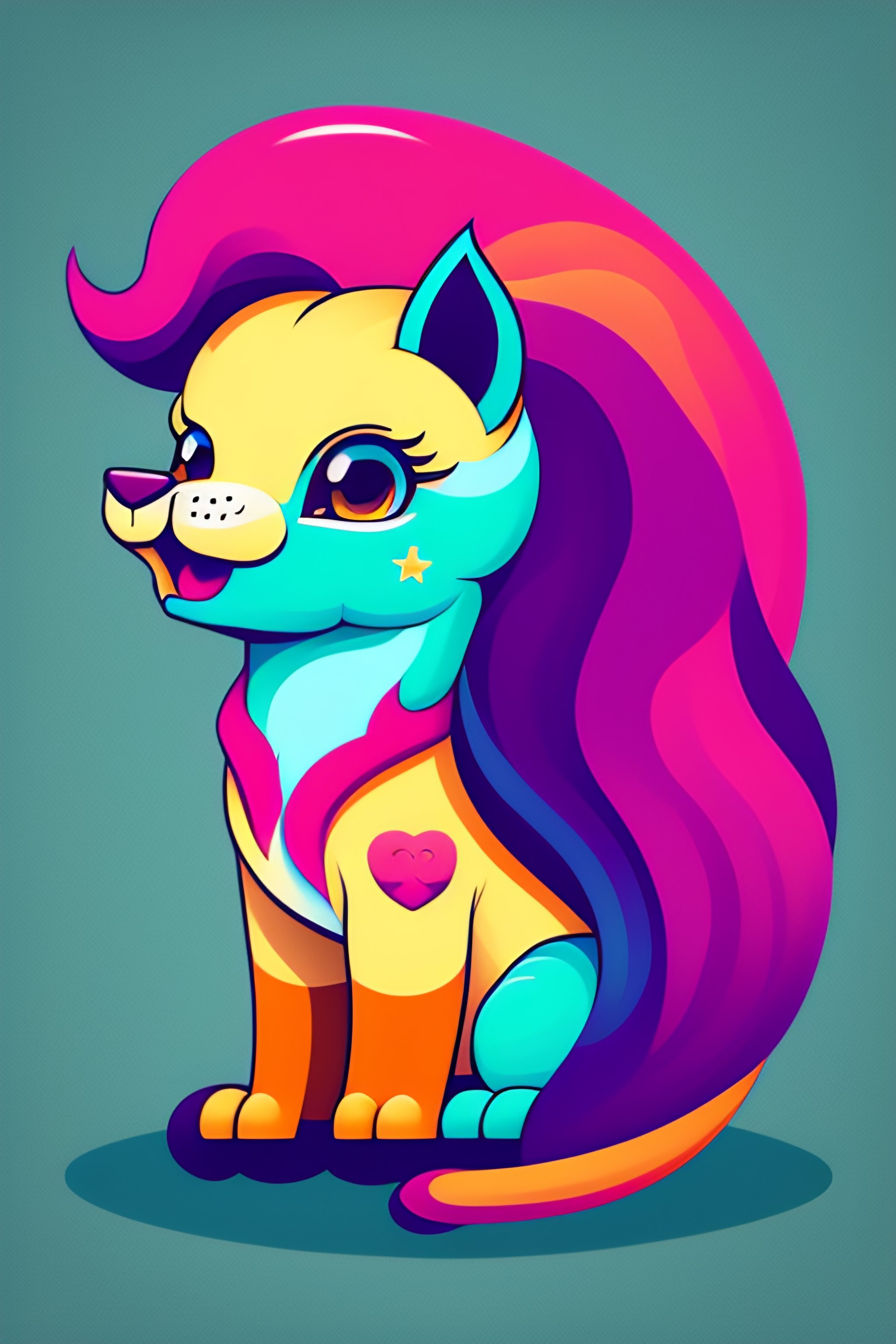 Lexica - Flat CUTE merlion 2d character design vector