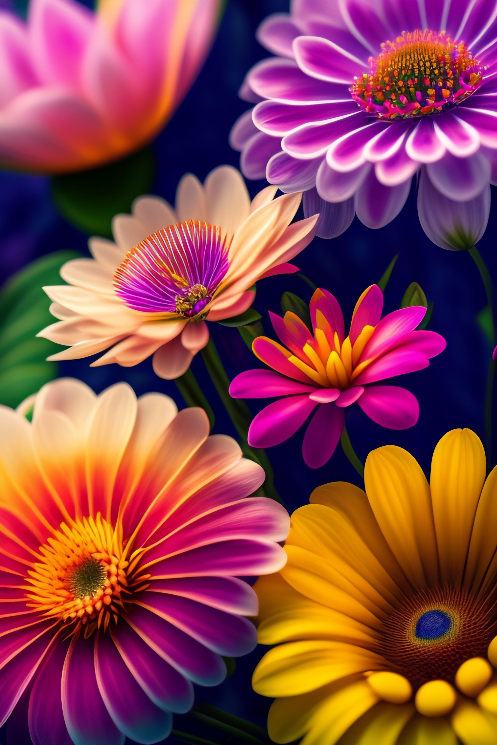 Lexica - Exotic flowers in full bloom in all over pattern vaporware