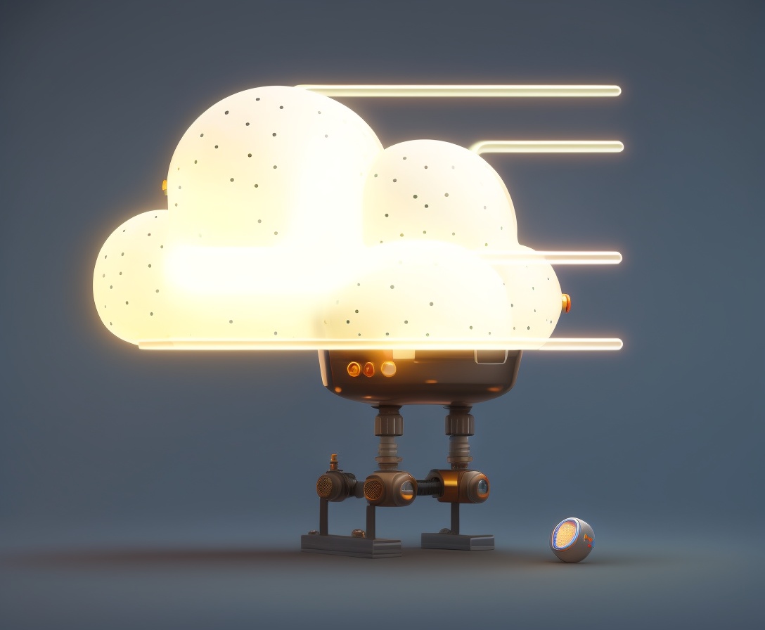 Lexica - Cartoon a robot curious and a brain, glow