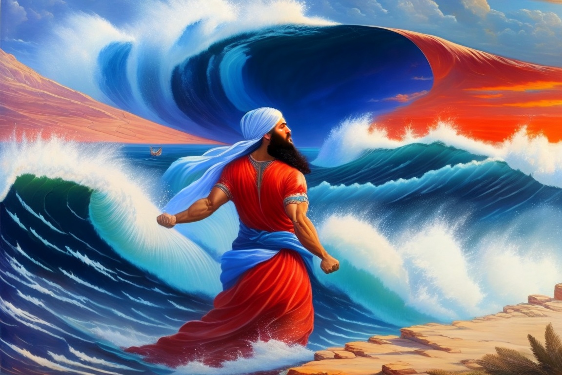 Lexica - Moisés abre el Mar Rojo con los brazos en alto, permitiendo ...