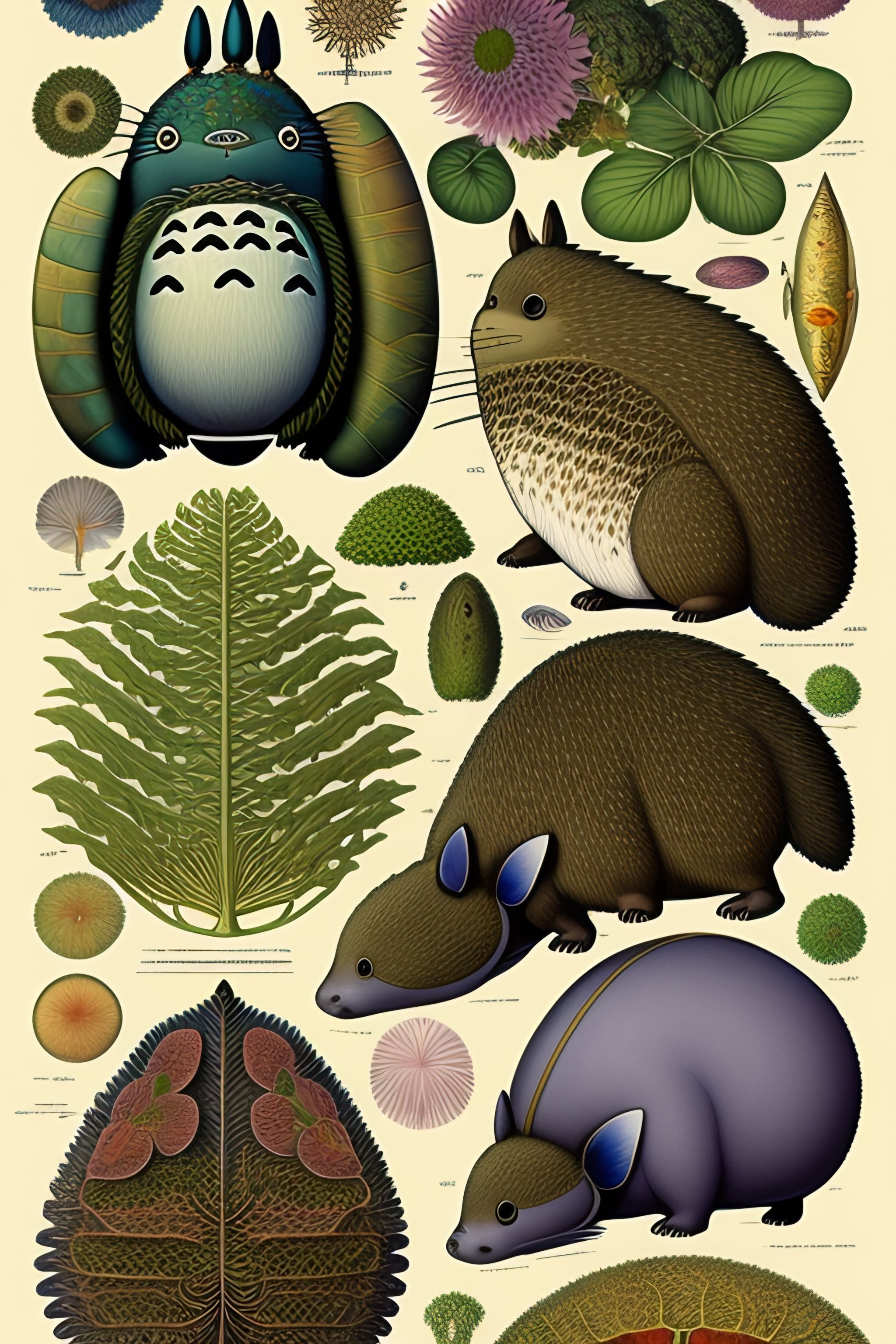 Lexica - Neighbor Totoro species anatomy, sketch by Ernst Haeckel on ...