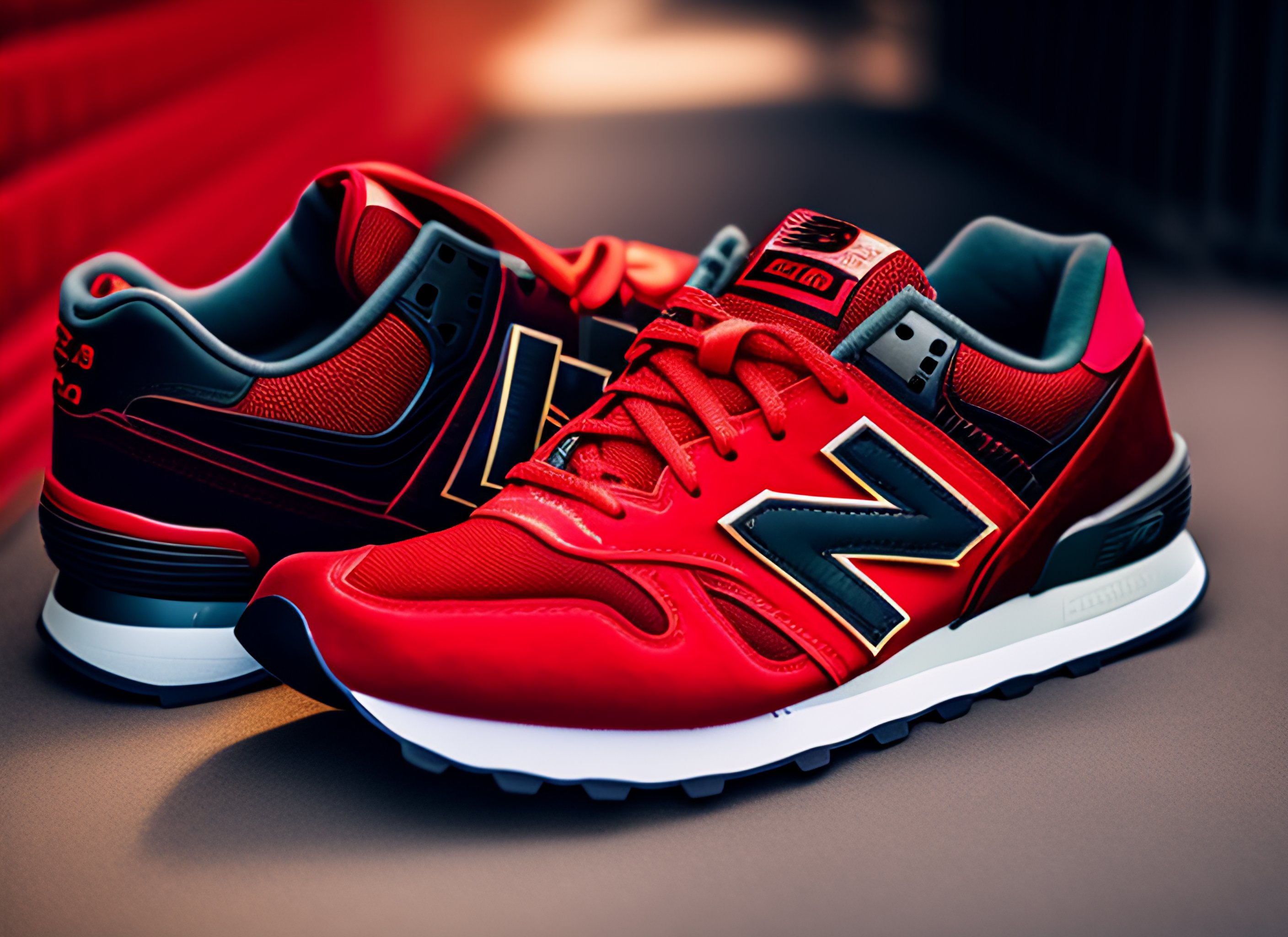 Lexica - Red and black new balance shoes and cloths