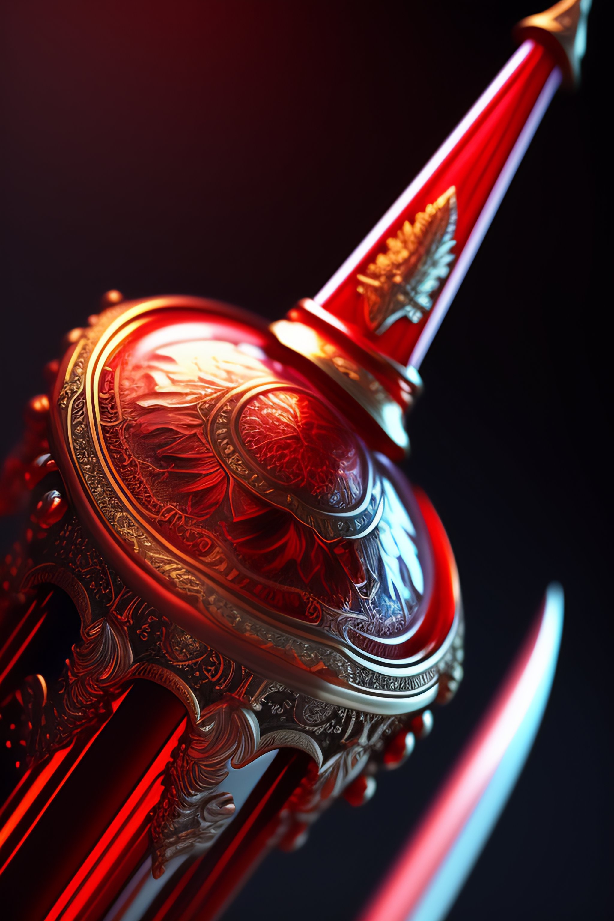 Lexica - Medieval sword made of transparent red glass, evil magic ...