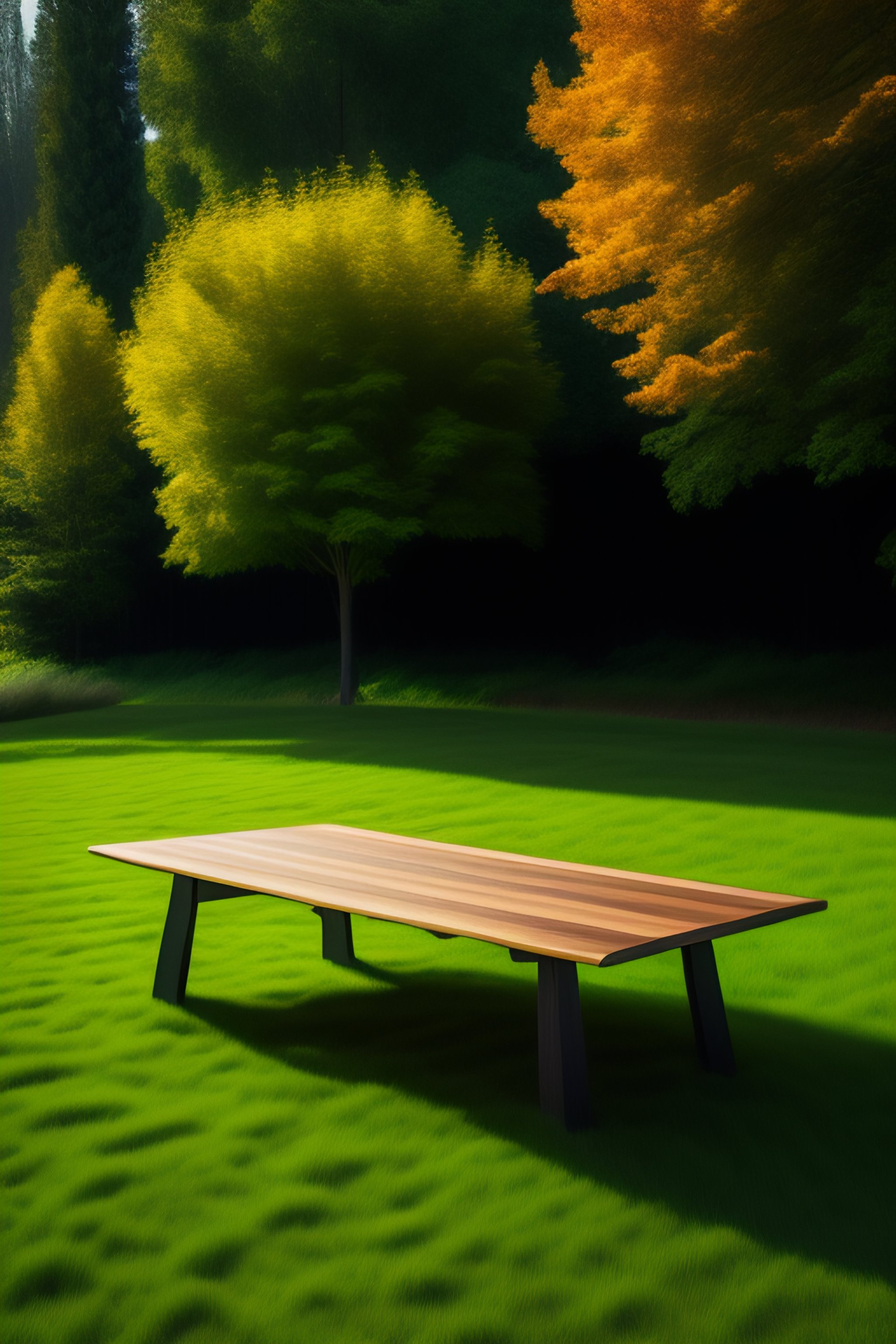 Lexica - Wooden table on green grass