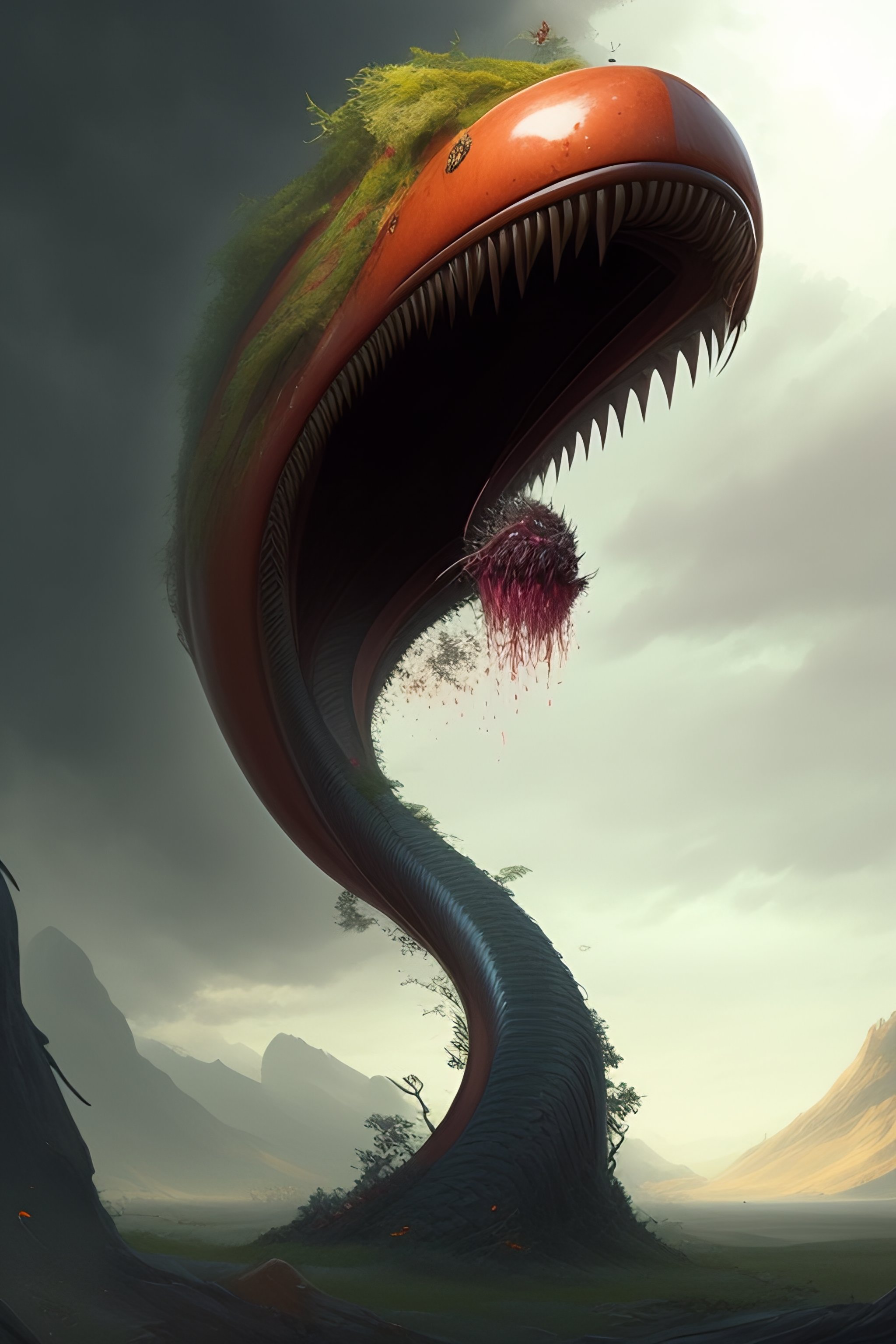 Lexica - A grotesque earthworm, flower shrieking and gnashing its teeth ...