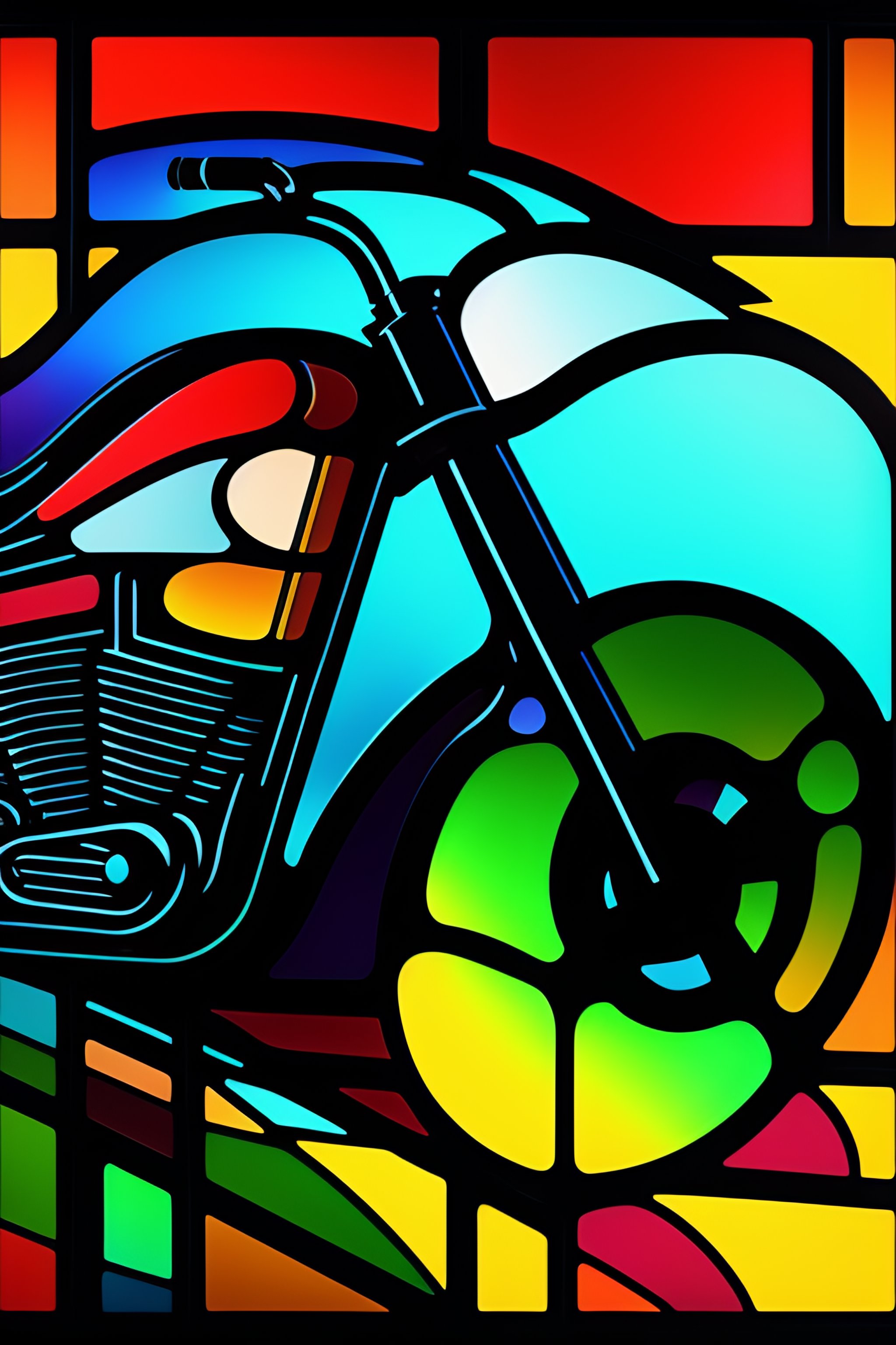 Lexica - Stained glass template of a motorcycle