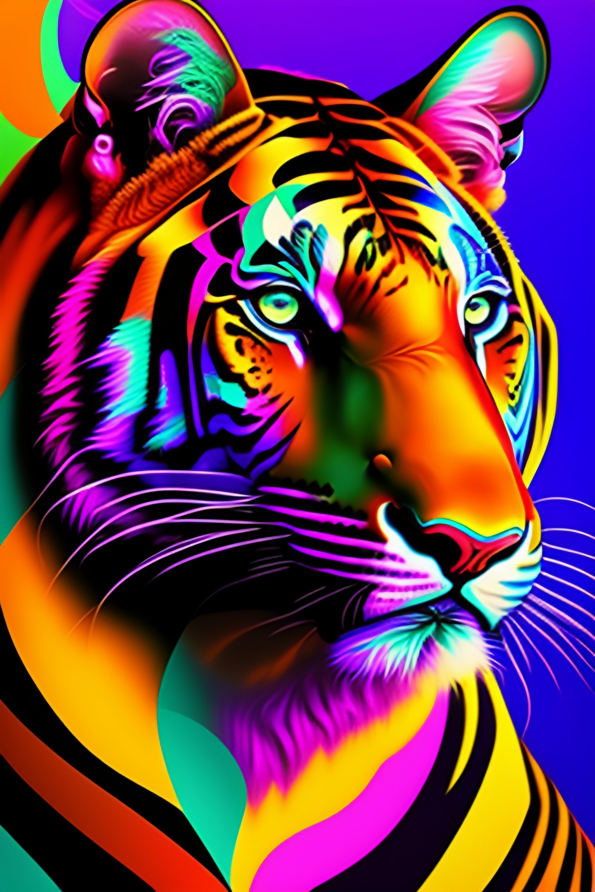 Lexica - Geometric, psychedelic, Picasso style tiger