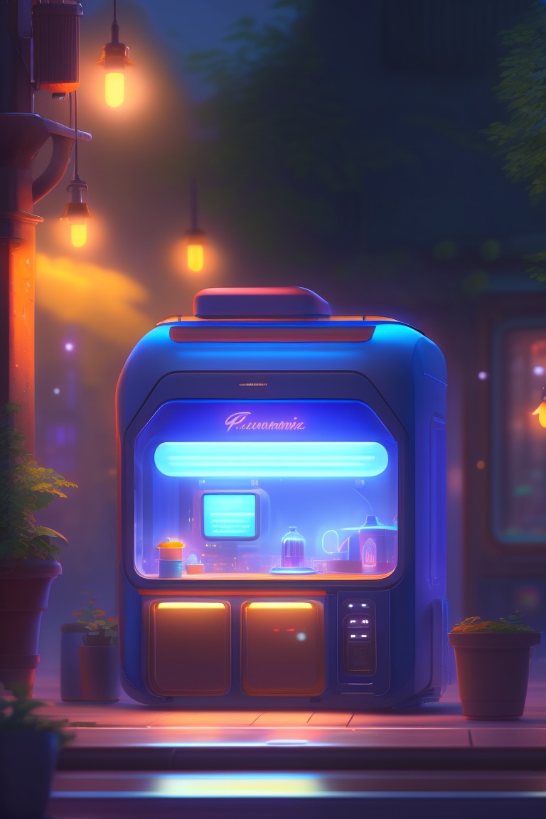 Lexica - A cutting-edge mobile internet cafe on a starry night ...