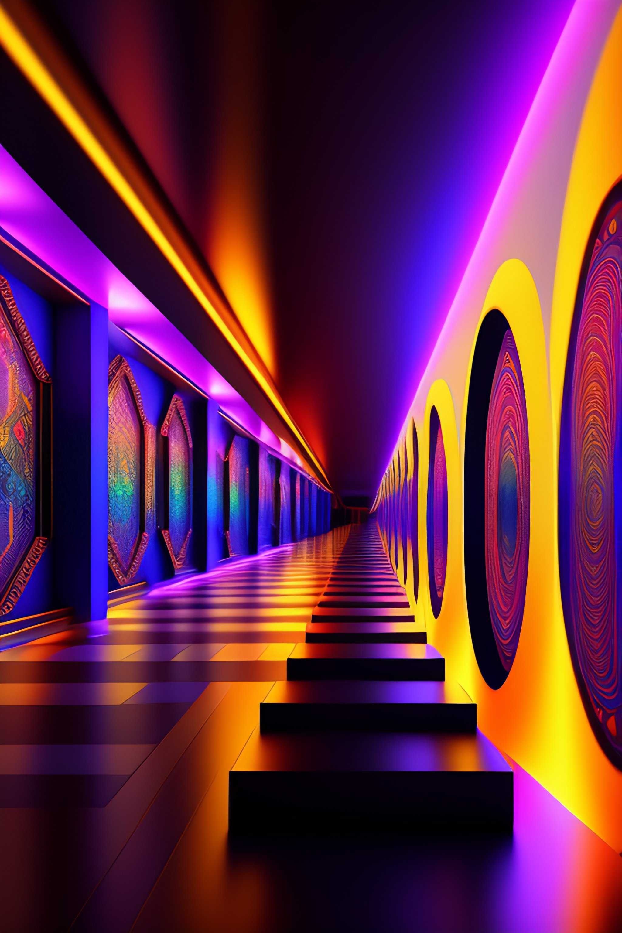 Lexica - The most psychedelic scene imaginable in a hallway, intricate ...