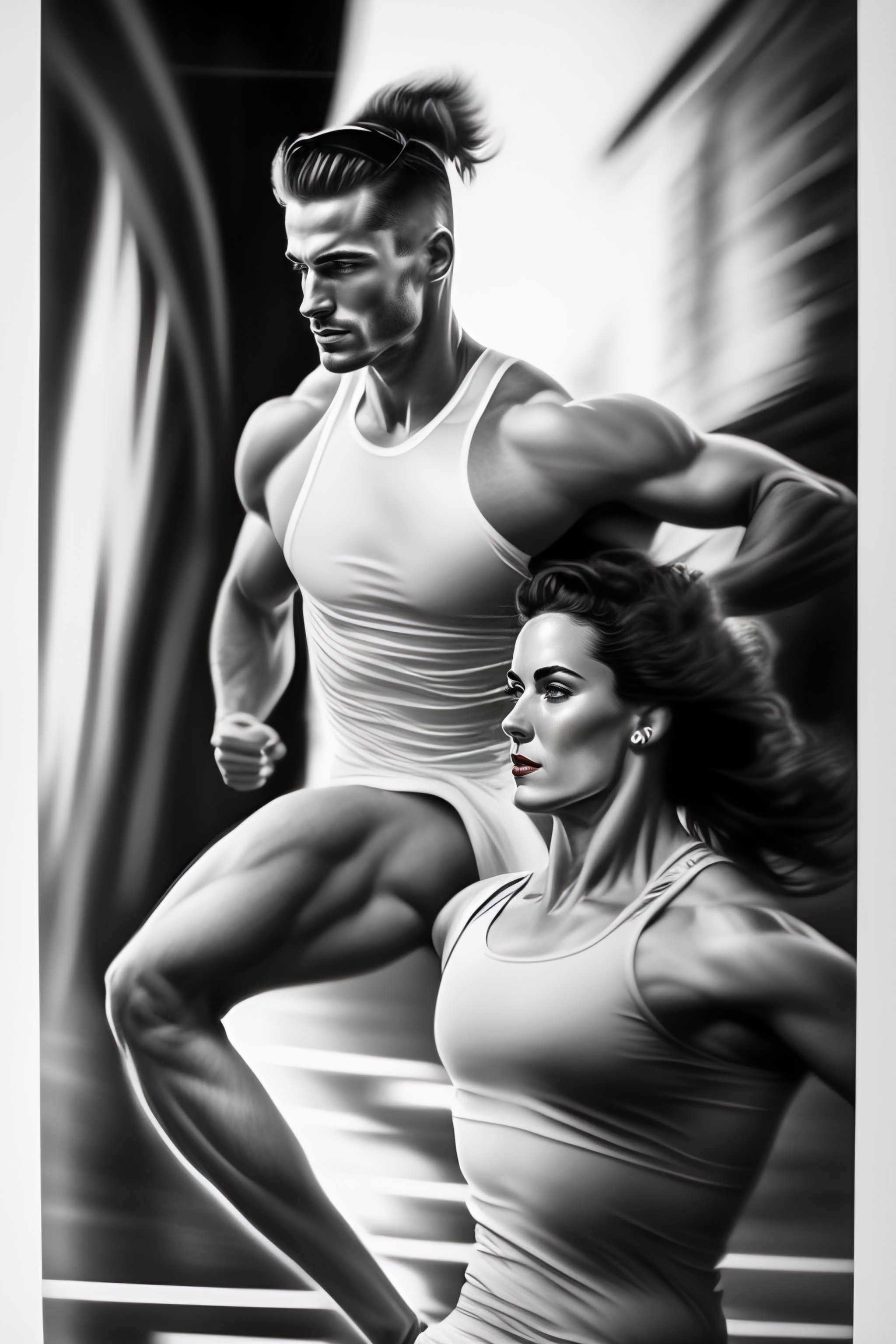 Lexica - Poster from 50's, drawing, highly detailed white couple, full ...