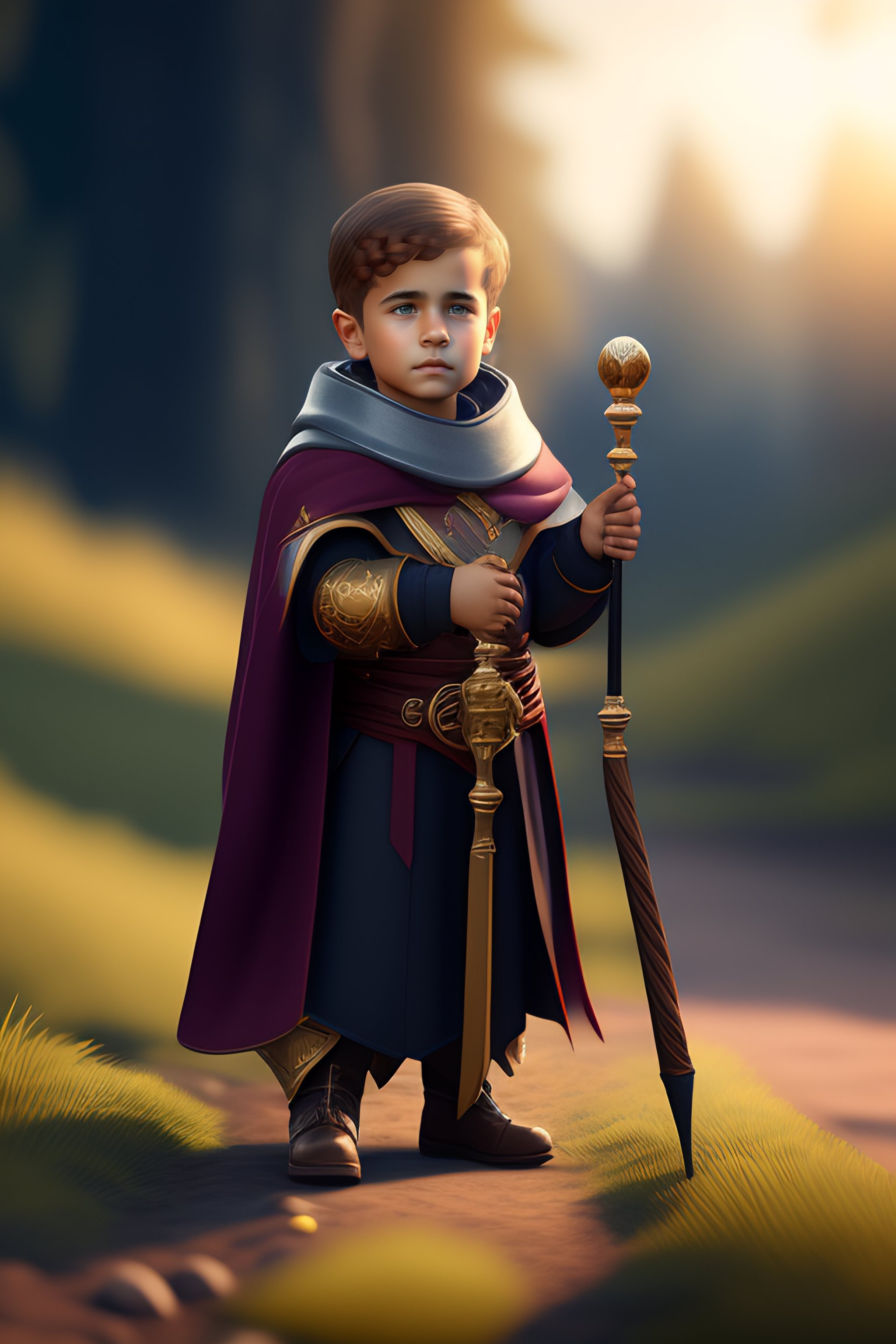 Lexica - Young wizard holding a staff, unreal engine, 4k