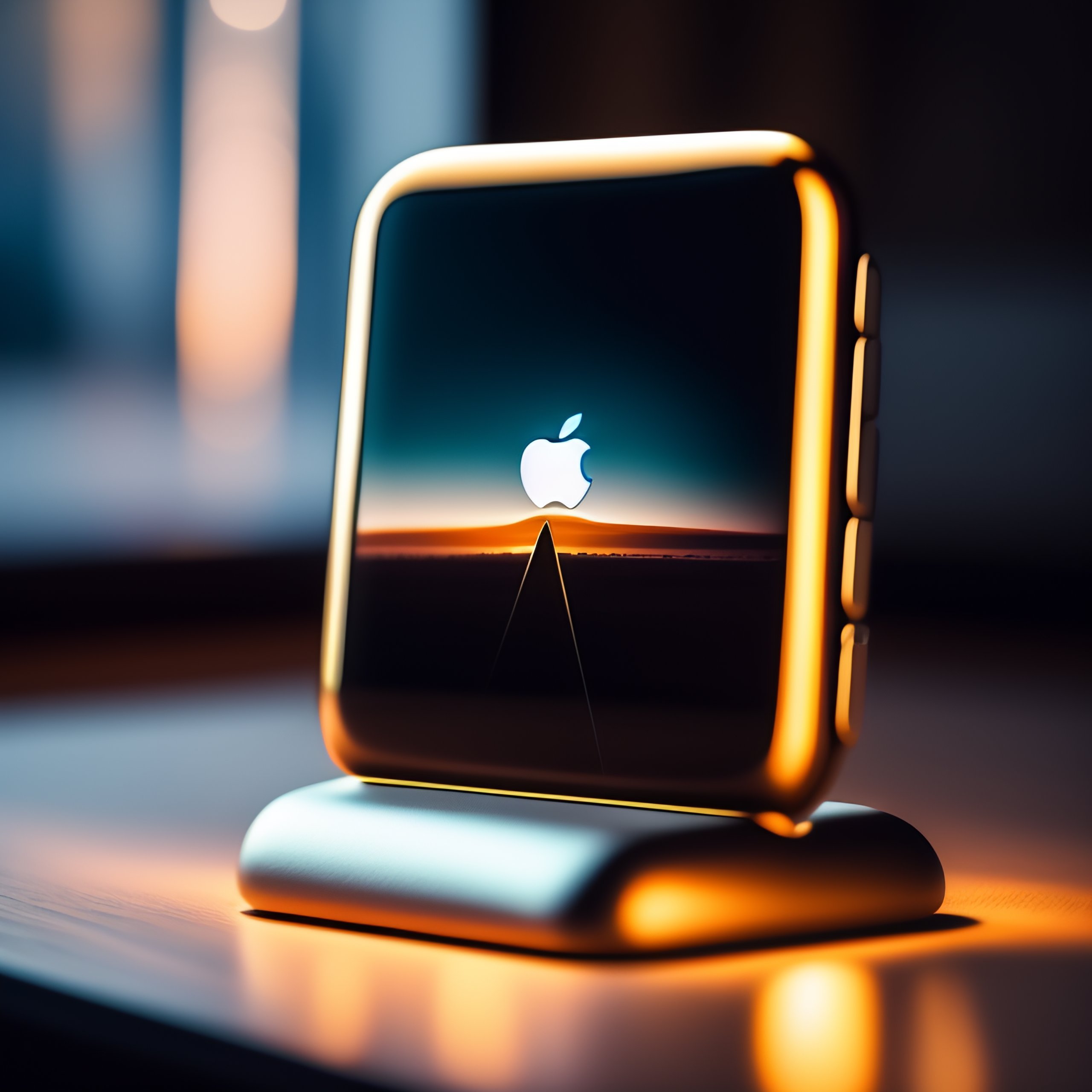 Lexica - Illustration of an Apple Watch on a desk at night 8k steel ...