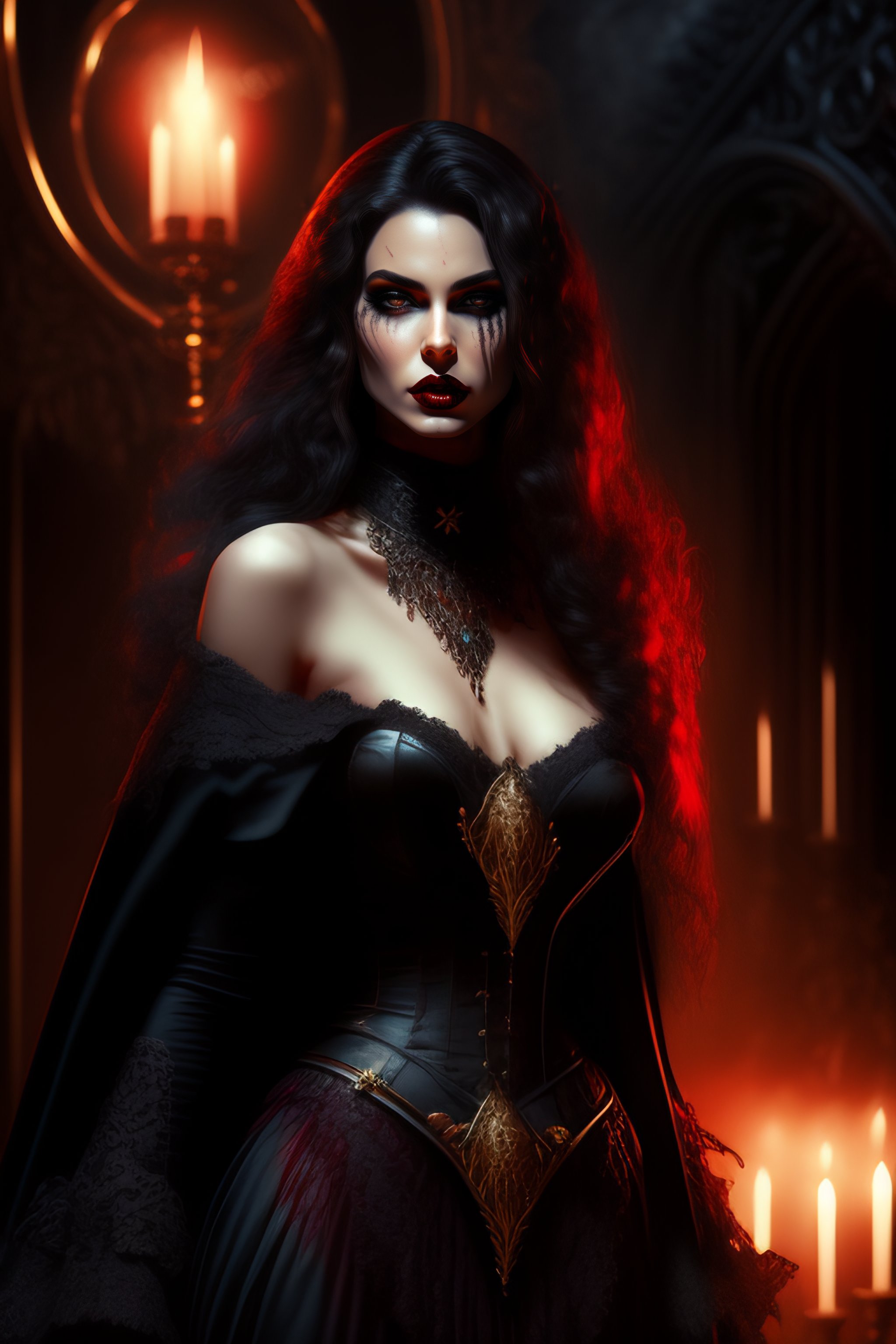Lexica - Female random vampire, full body cinematic style digital art render with gothic look ...