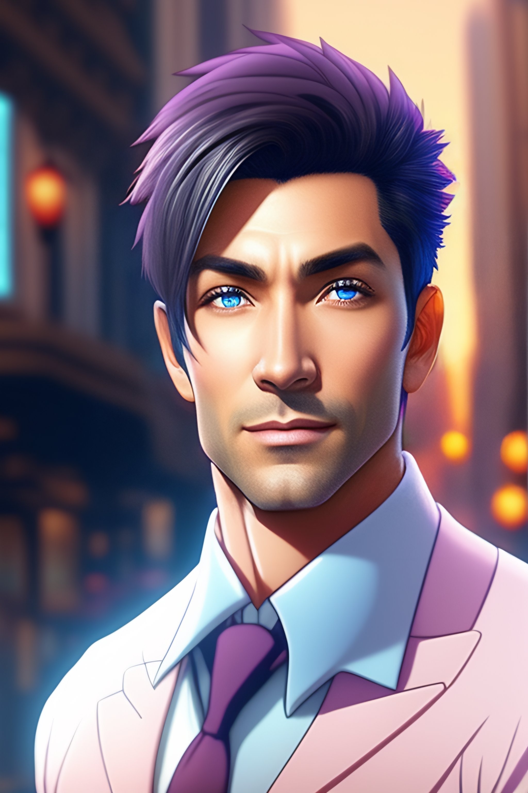 Lexica - Create an anime cartoon of a 45 year old semi bold man with ...