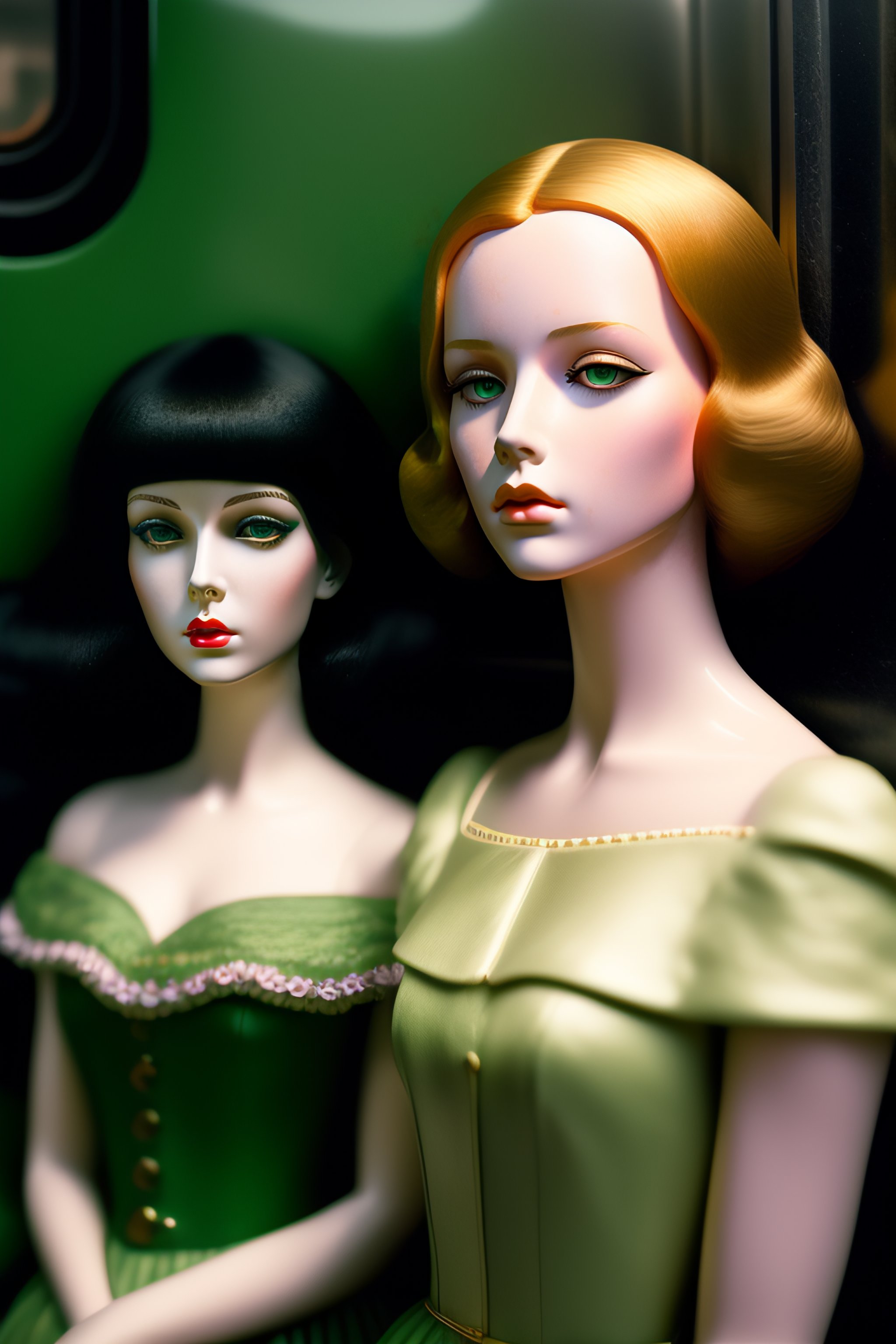 Lexica - Animatronic dolls on the subway by margaret keane, 1 9 6 0 s ...