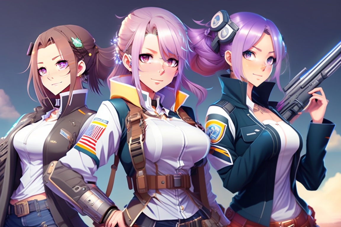 Lexica - Bank tech anime girls in a group of fashion, fighting and guns ...