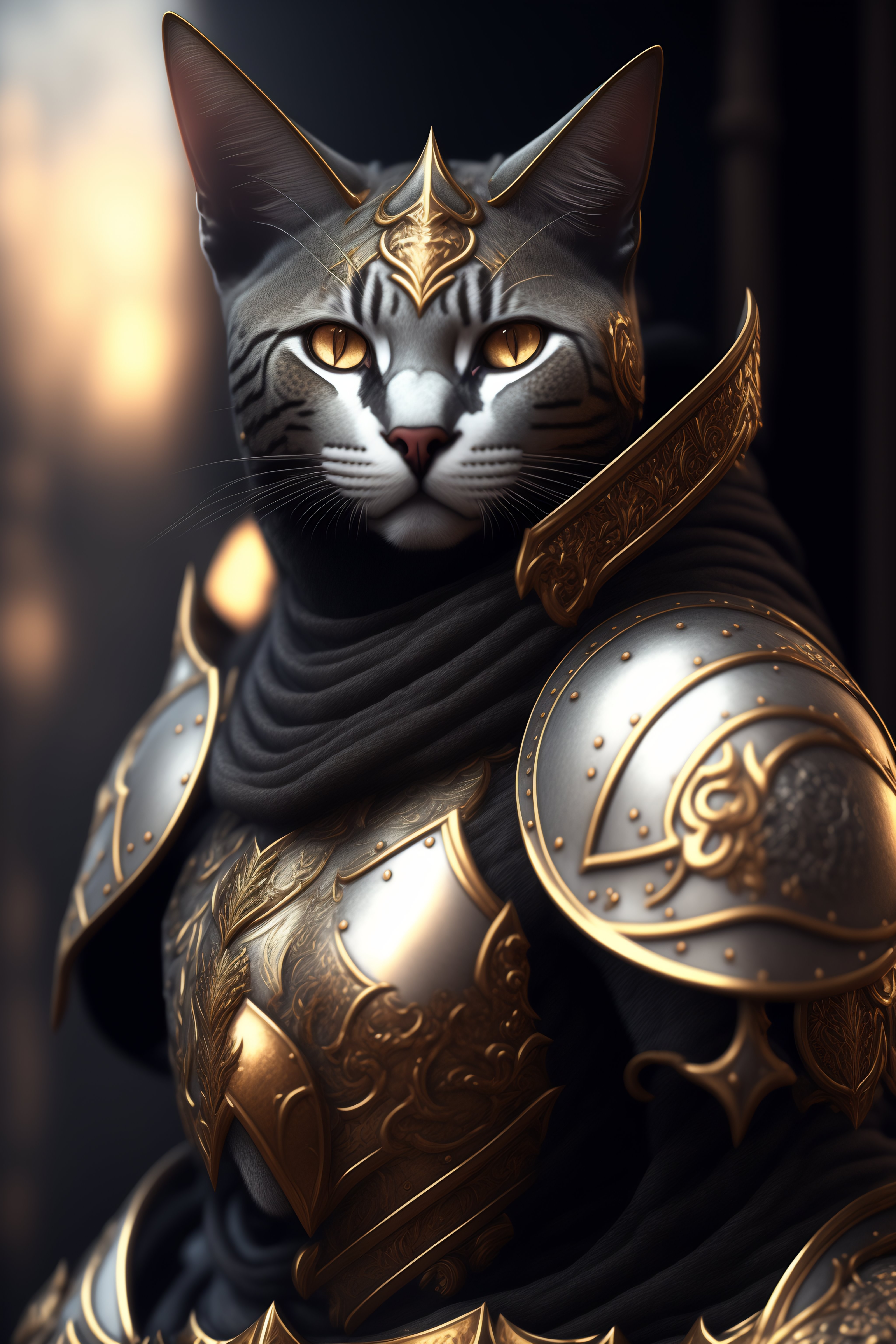 Lexica - Cat in armor knight Conceptual art portrait highly detailed ...