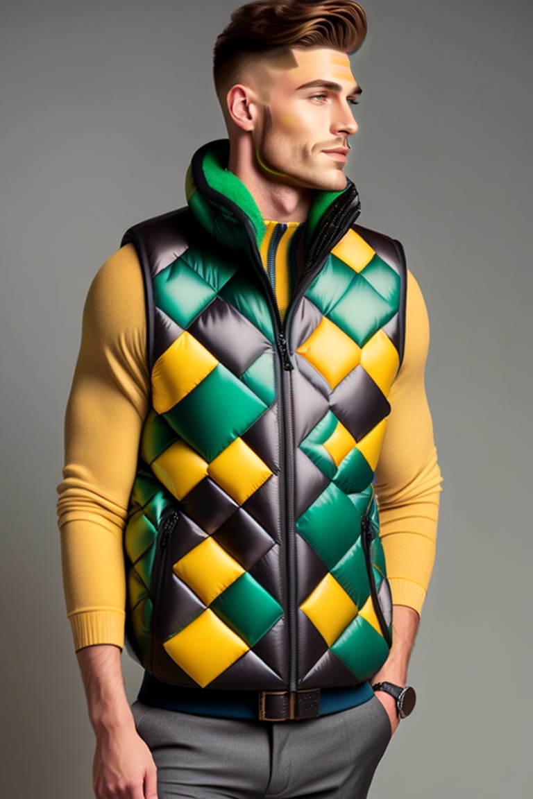 Lexica - Puffy winter vest, black shell, worn by a man, inside the vest ...