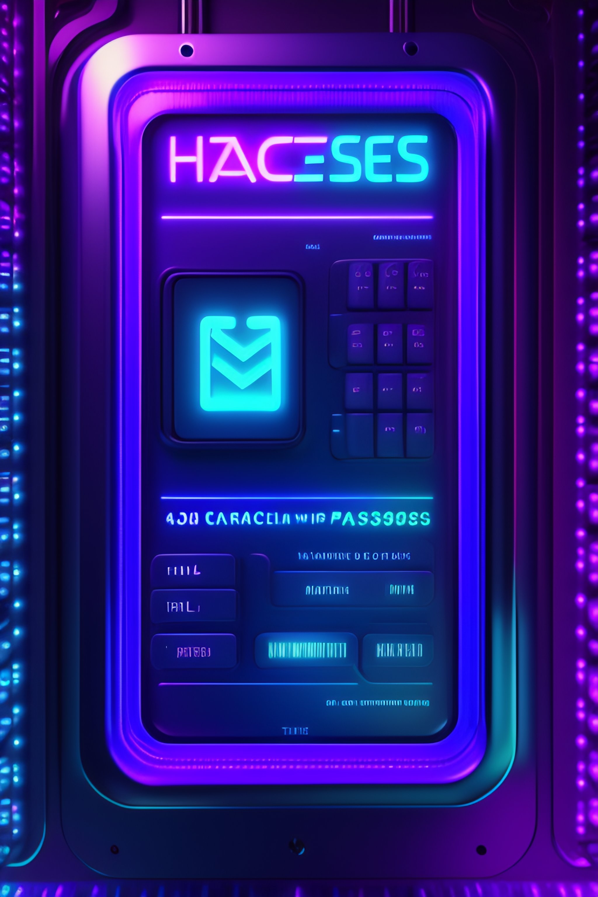 Lexica - One access card that says "Hacker Pass' made of neon purple ...