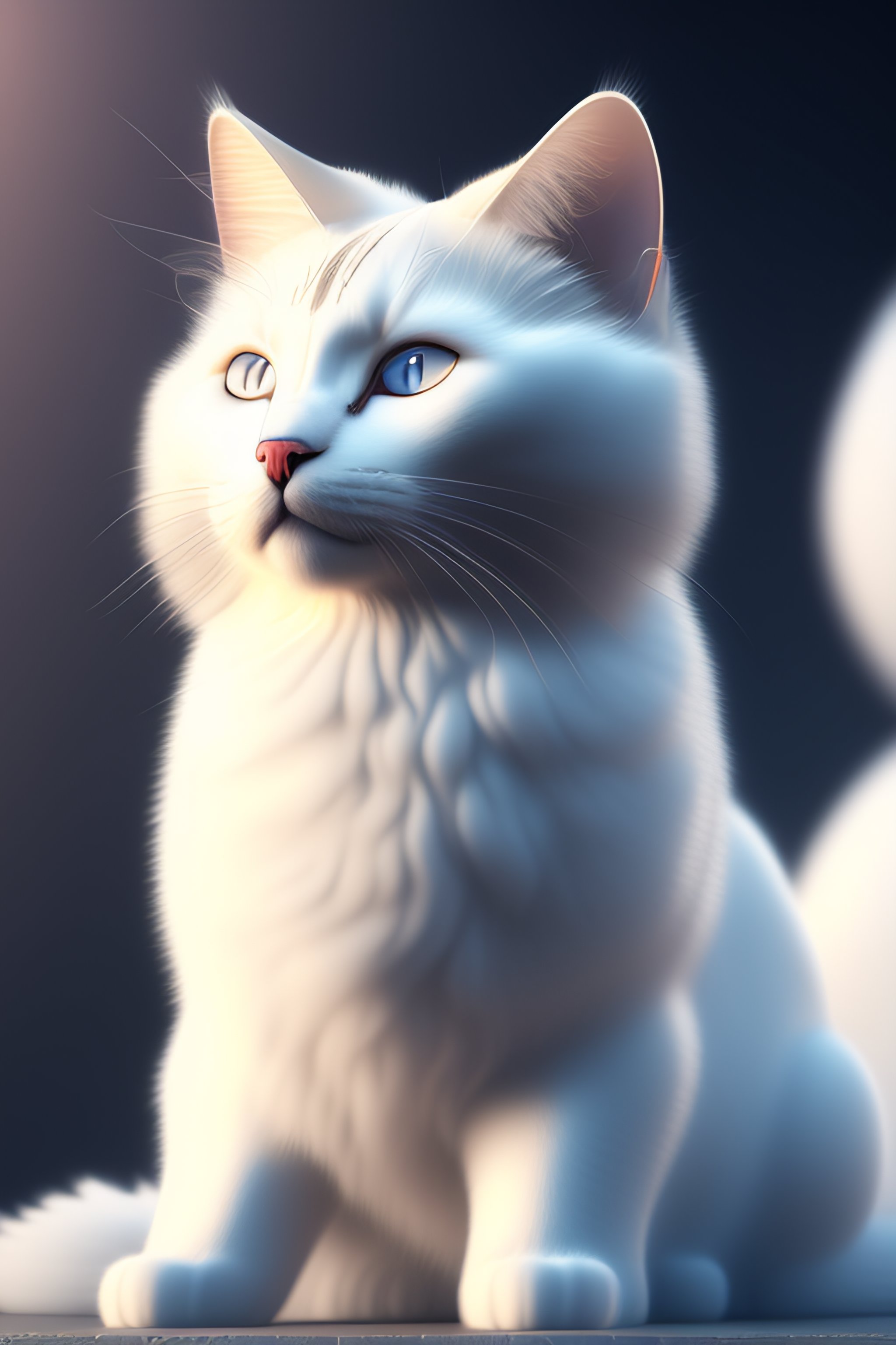Lexica - Ultra hd! realistic, chrome, white fluffy cat, dream ...