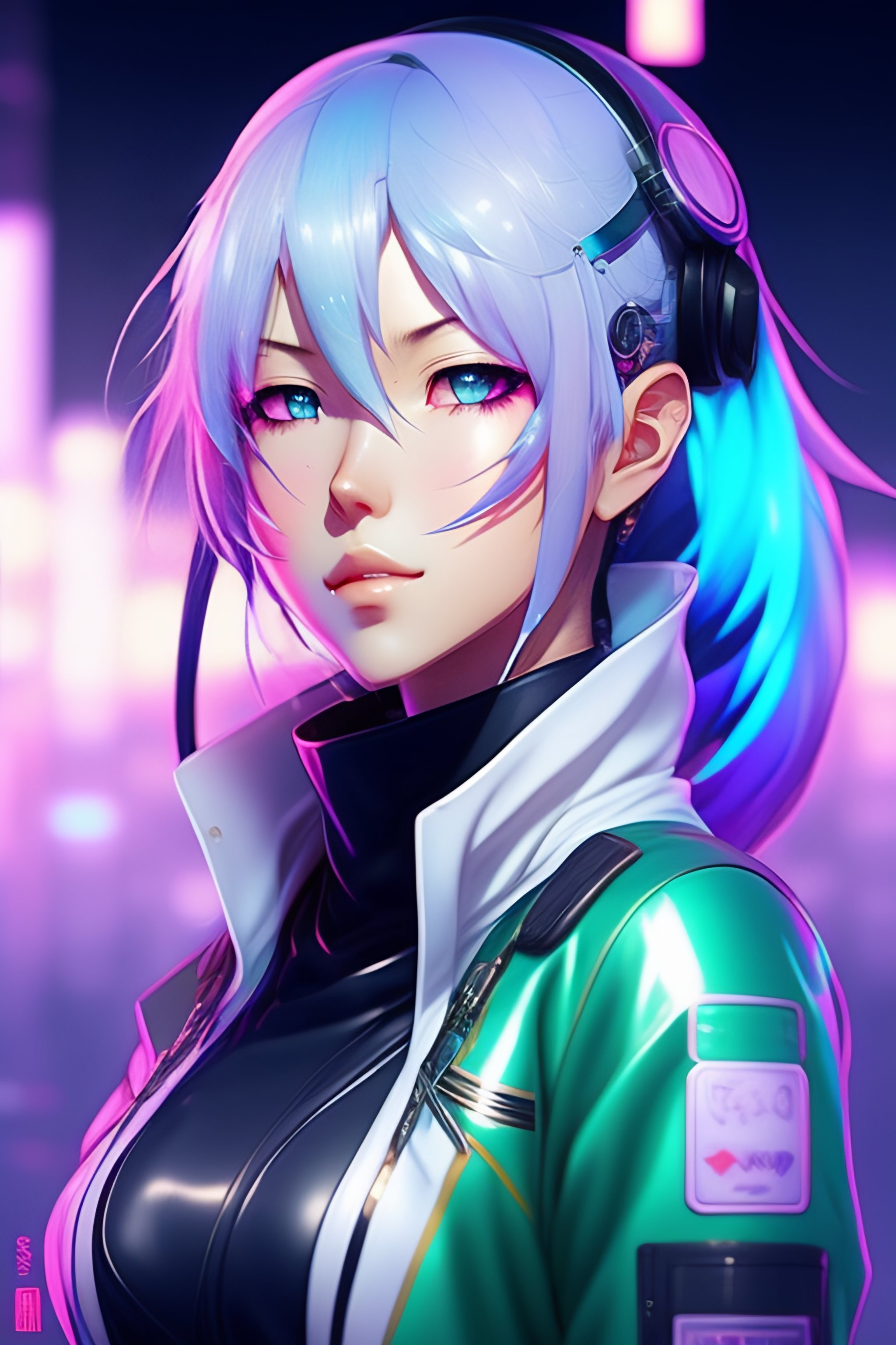 Lexica - Anime cyberpunk hatsune miku, with Pastel Rainbow white blue ...