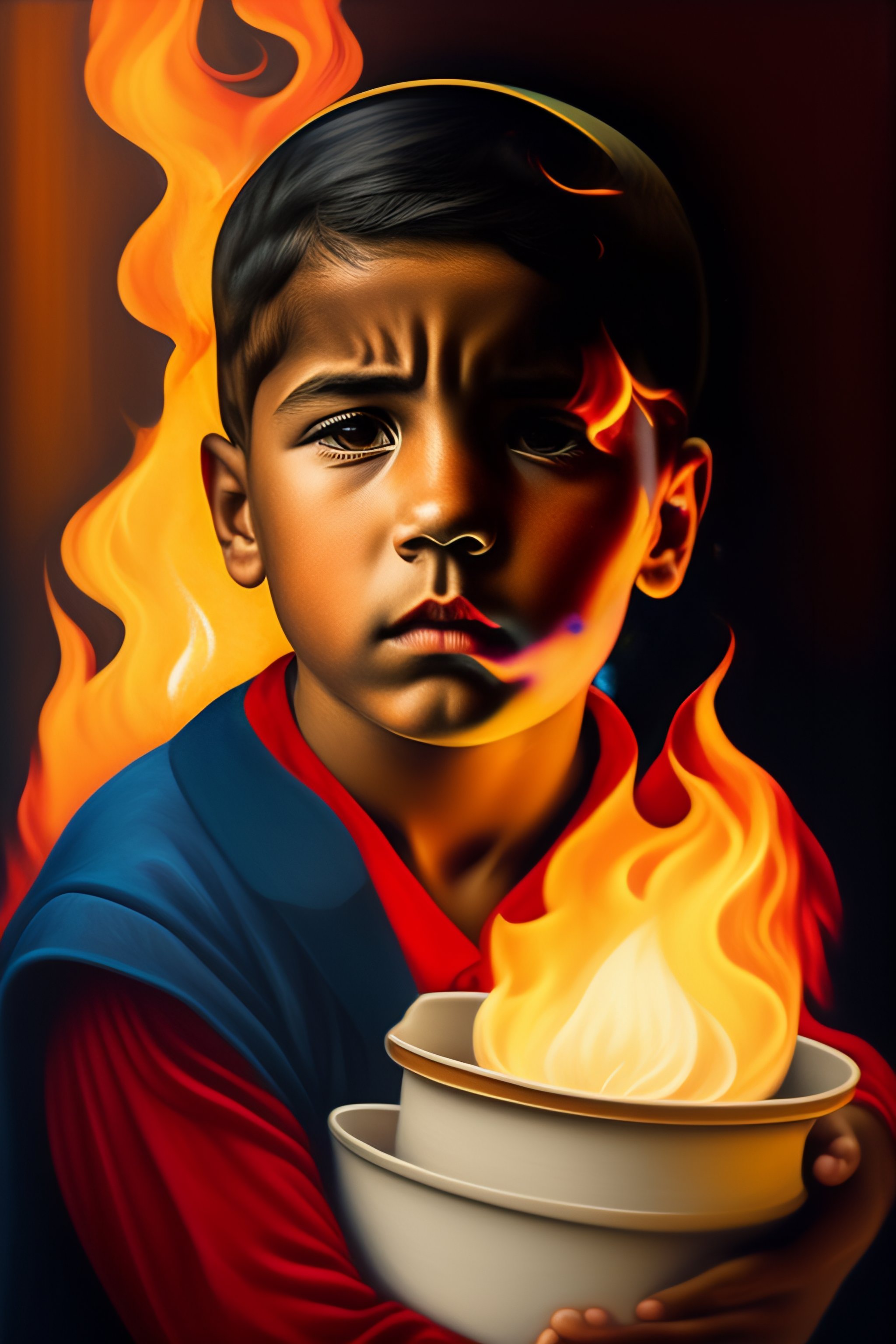 Lexica - 19 century count saving child from burning house, in picasso style
