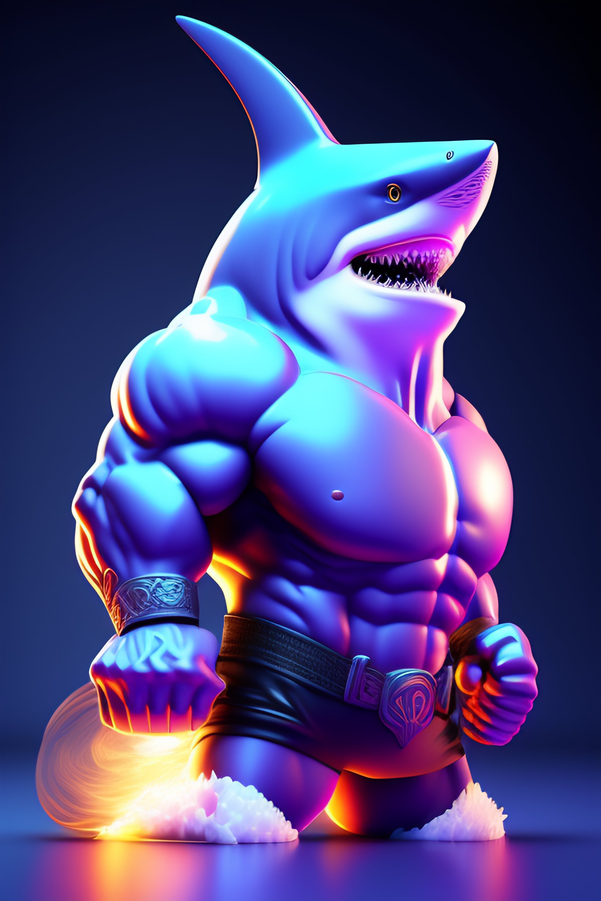 Muscular Shark Cartoon