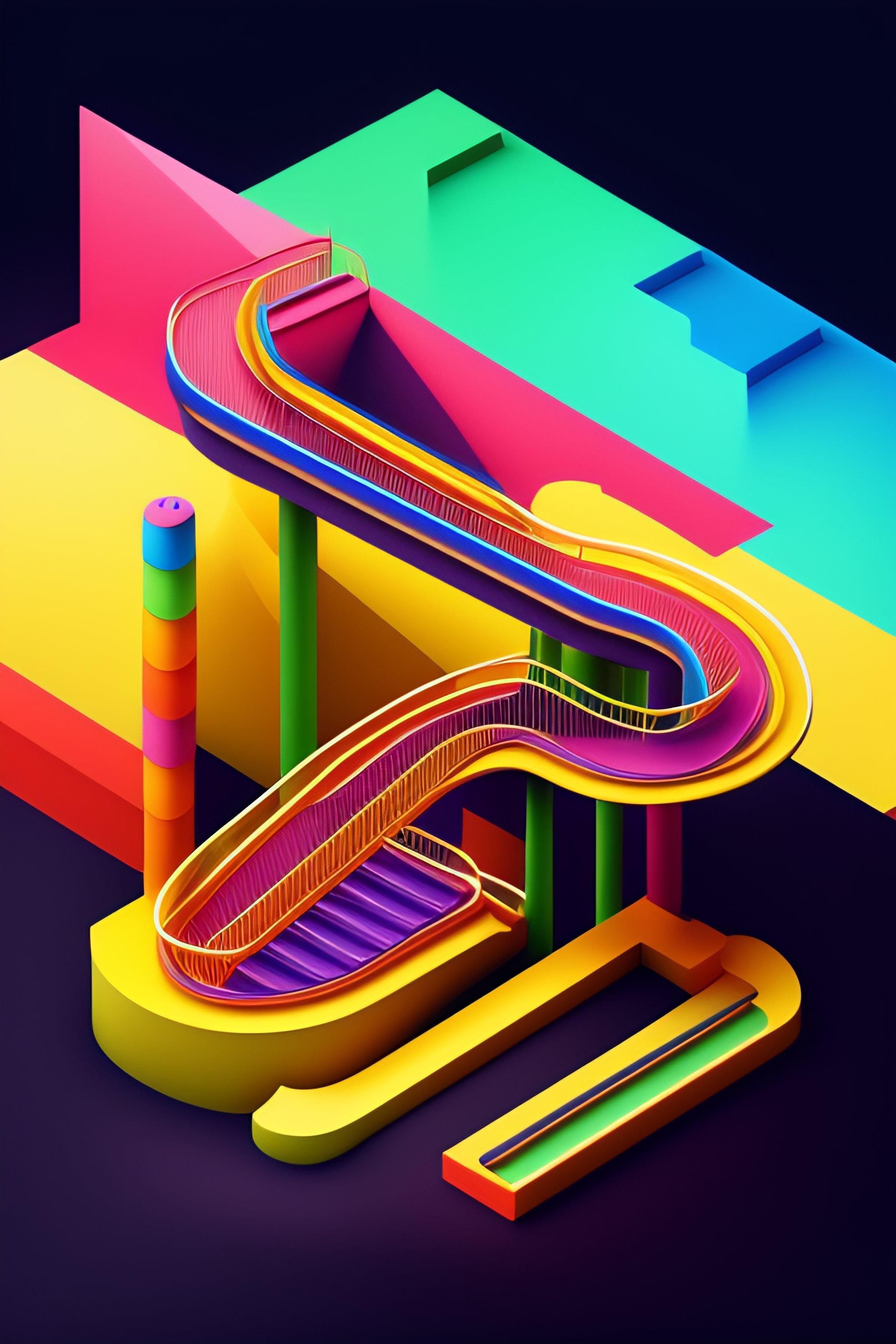 Lexica - Roller coaster, concept art, digital painting, suprematism ...