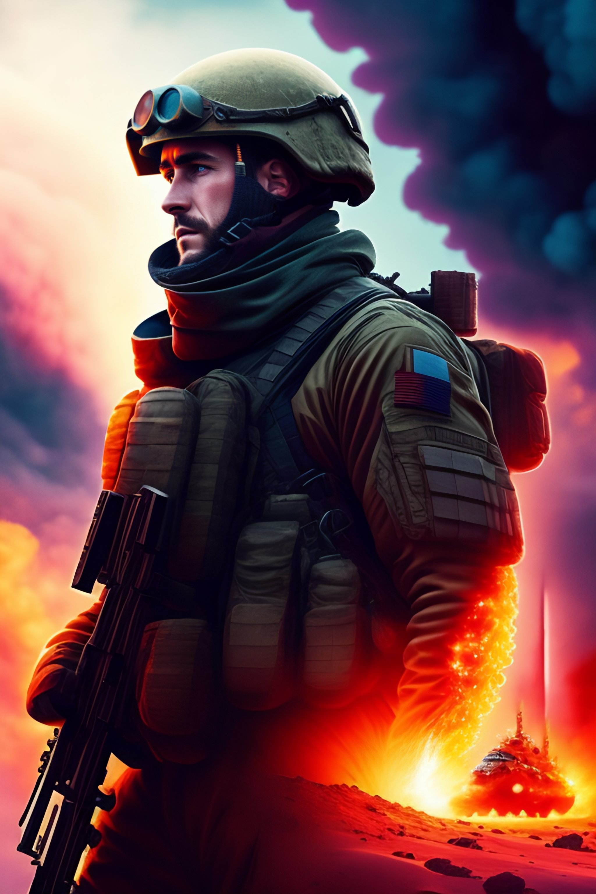 Lexica - French soldier with an AK-47 and a strong armor broken, in ...