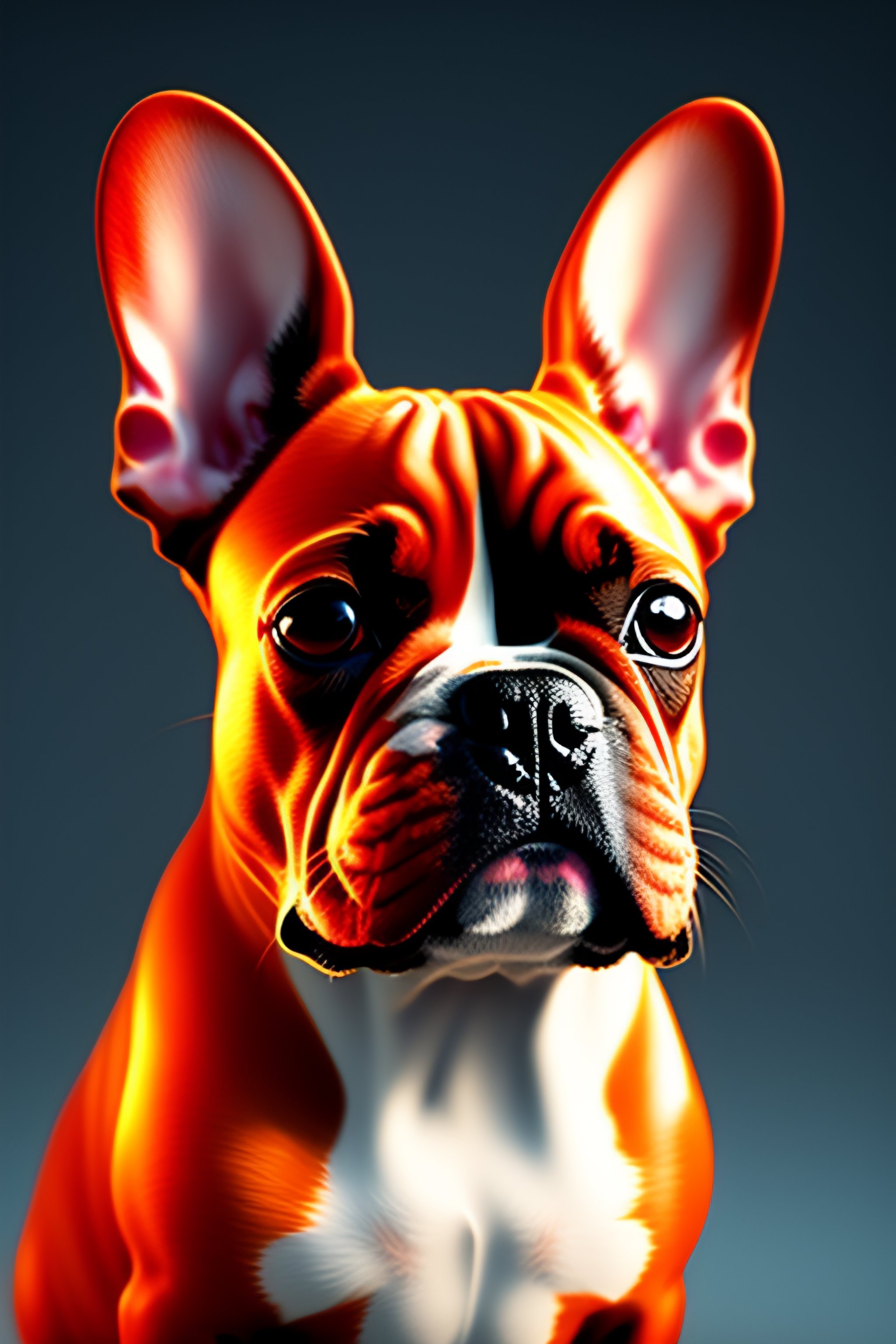 Lexica - Red fawn hair french bulldog in pixar style ultra detail photo 3d