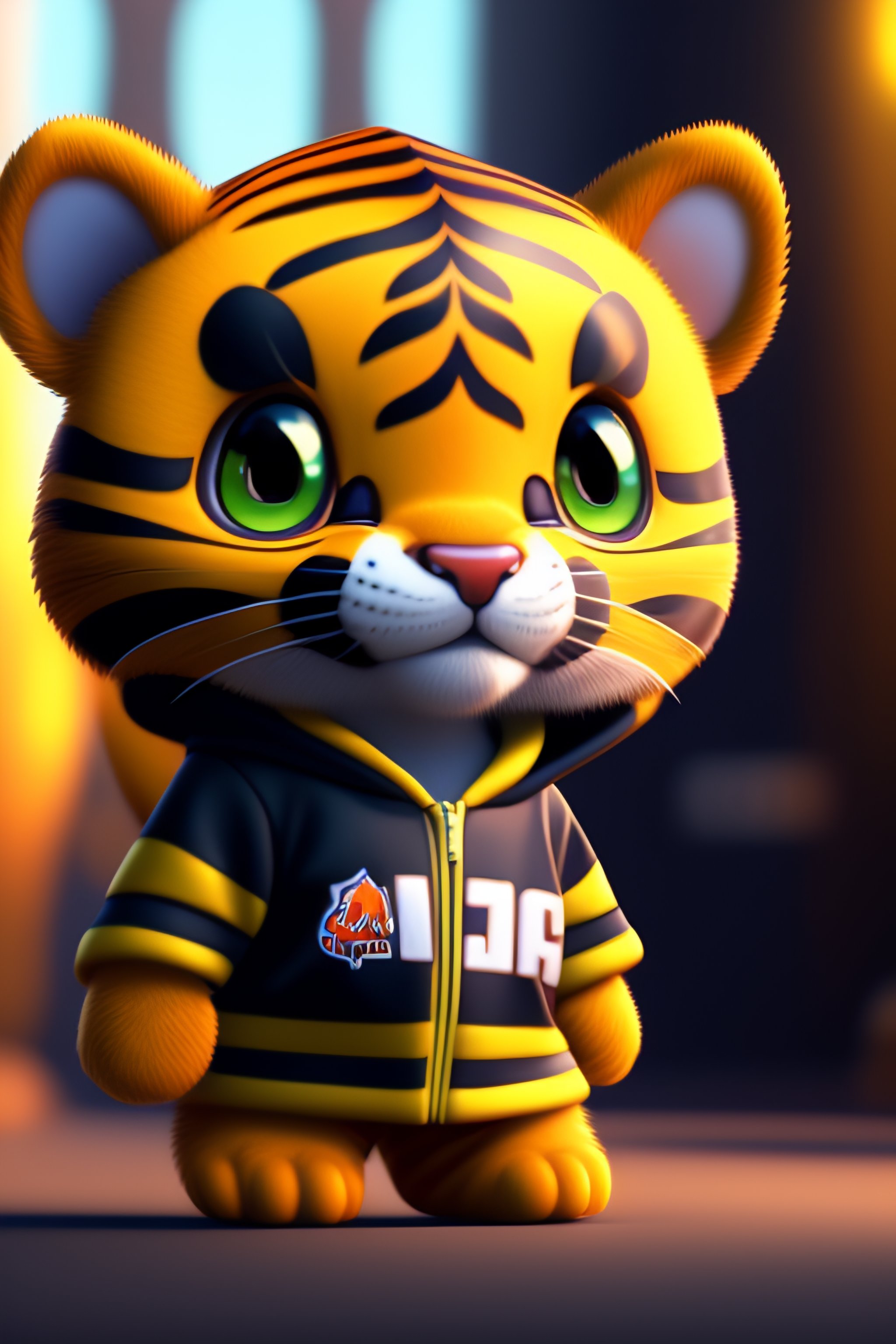 Lexica - Concept art of Little adorable mascot tiger wearing a hoodie ...