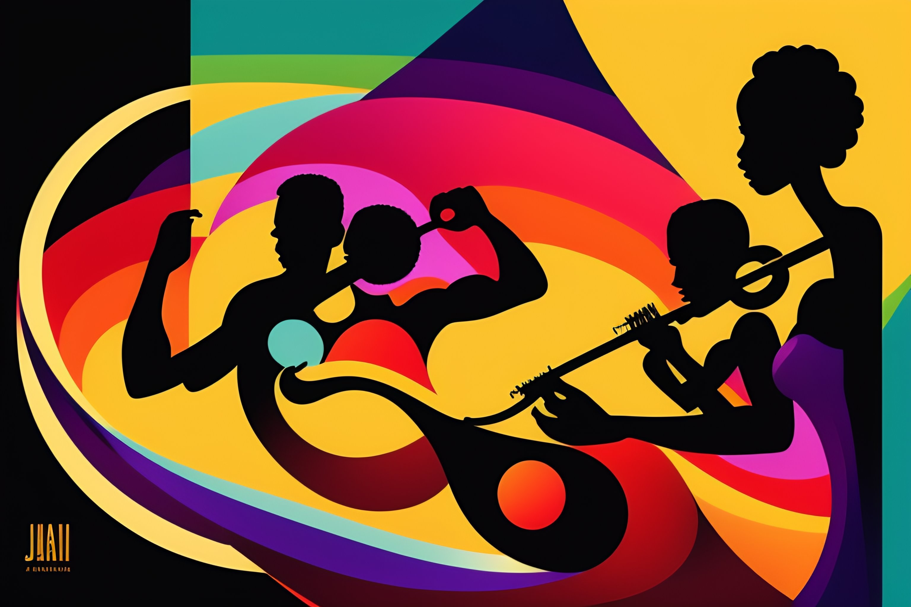 Lexica - Stylized abstract art of jazz musicians playing jazz and dance ...