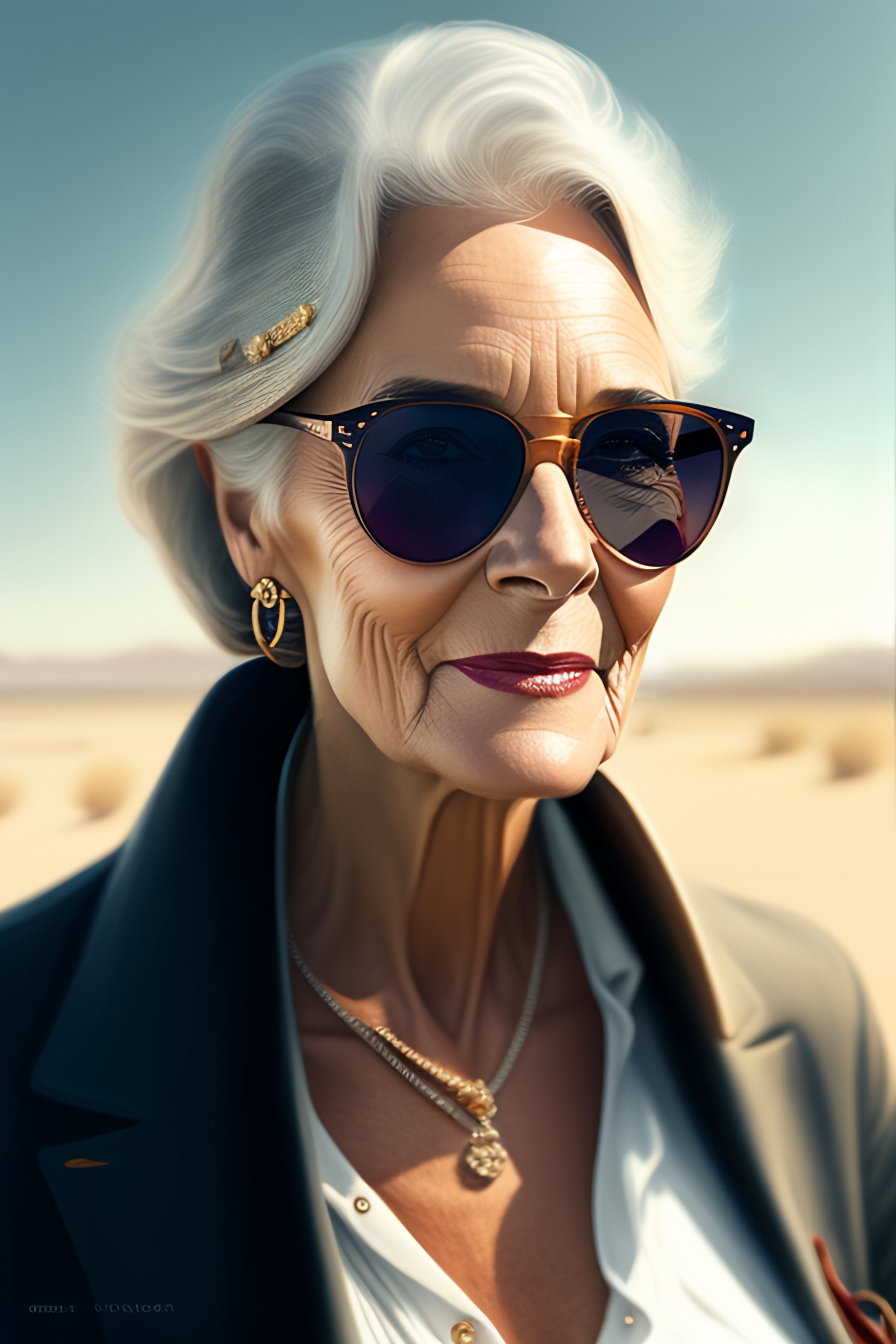Lexica - Portrait of a woman in her seventies based on Robin Wright in ...