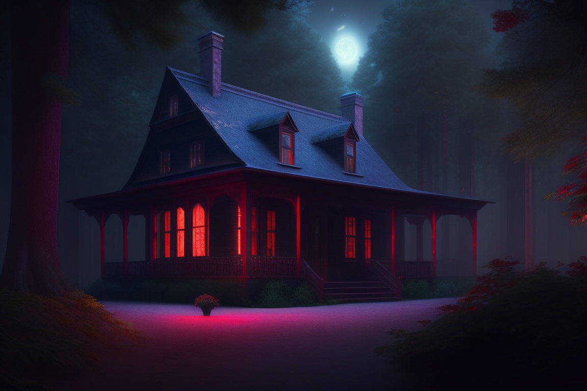 Lexica - A creepy scene with blood splatter in a old house in a dark ...