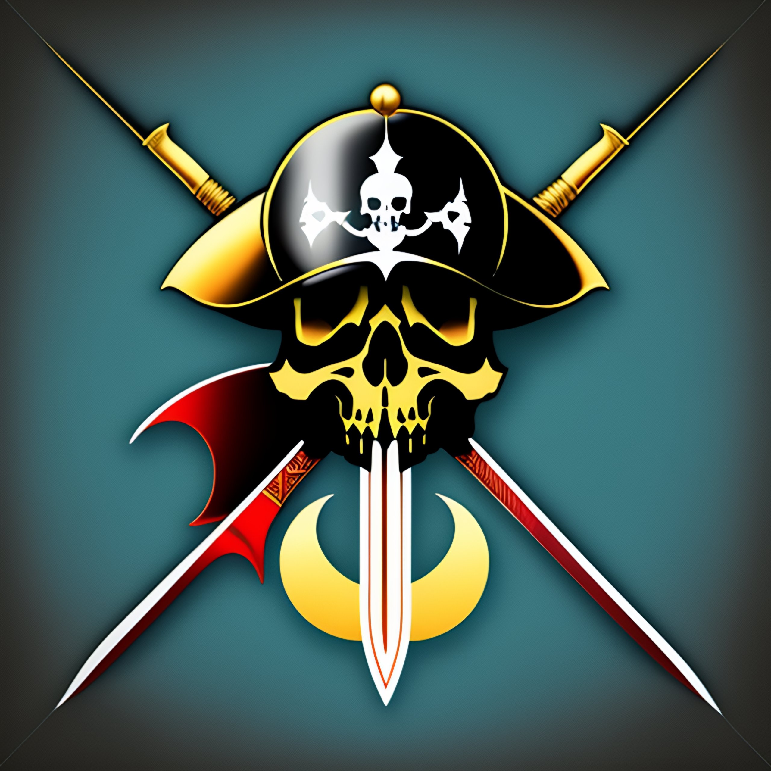 Lexica - X-shaped swords with a skull and pirate hat on transparent ...